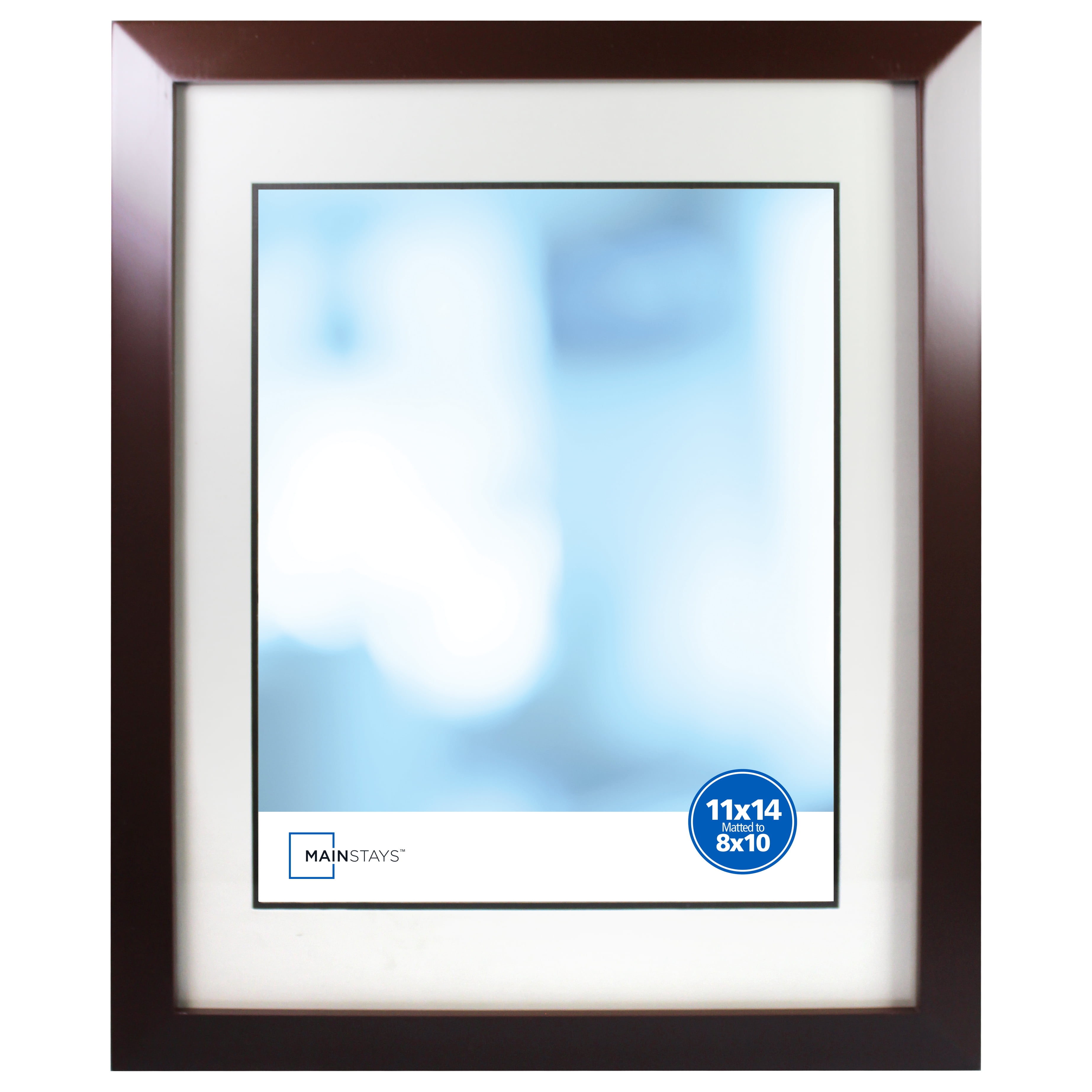 Mainstays Wide Picture Frame 11x14 Matted to 8x10 Walnut Brown Photo ...