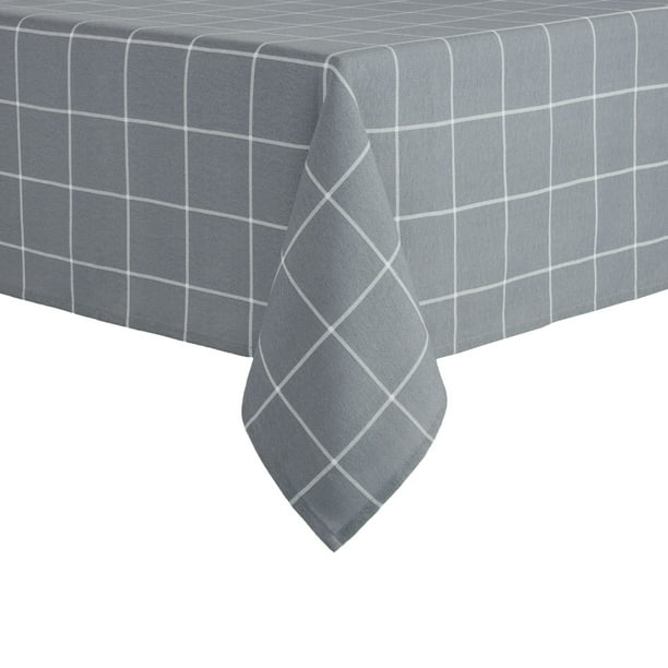 Mainstays Windowpane Fabric Tablecloth, Grey, 60"W x 102"L Rectangle ...