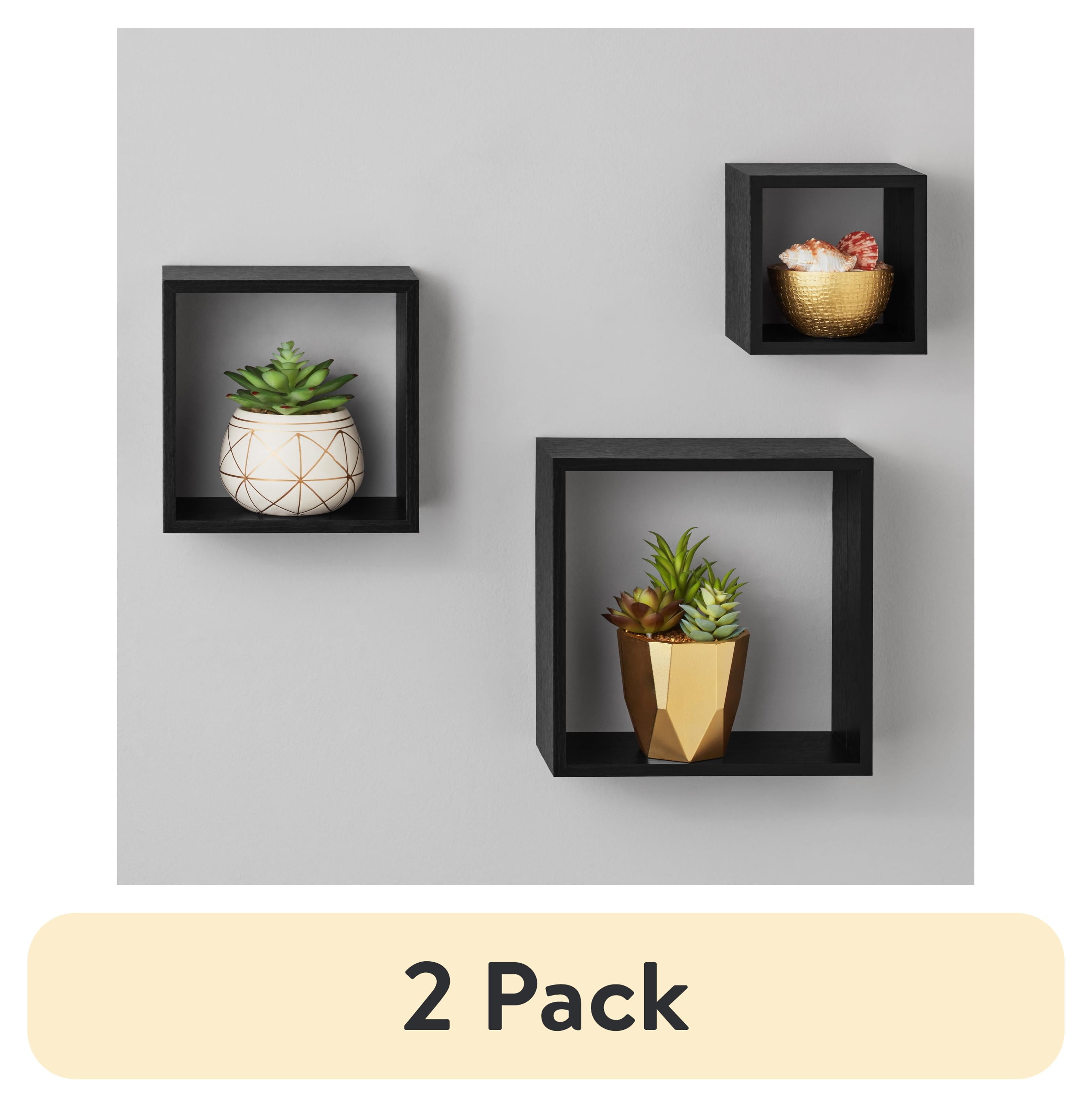 (2 pack) Mainstays Wood Cube Shelf Set Modern 4"x9" - Walmart.com