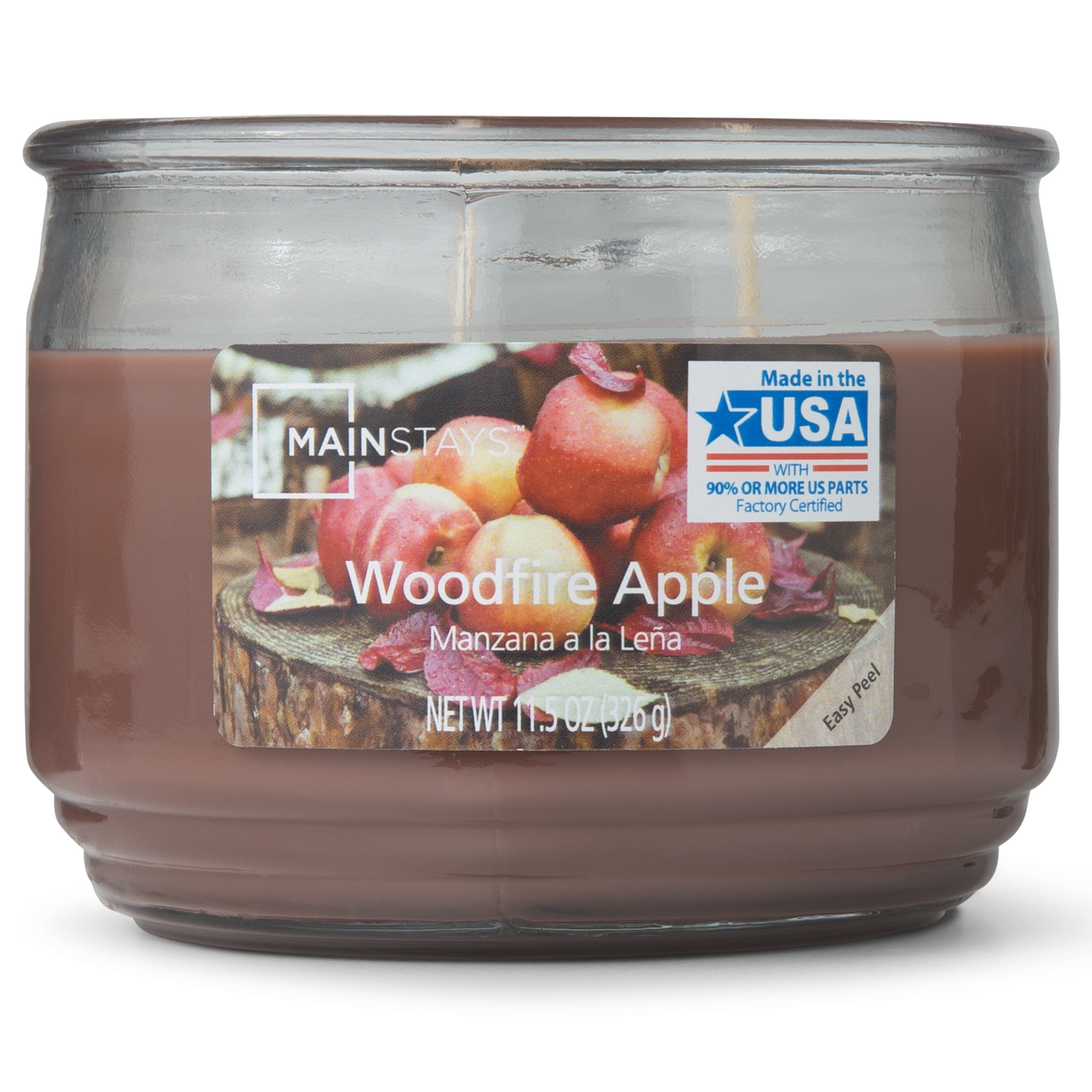 Mainstays Woodfire Apple Scented 3-Wick Glass Jar Candle 11.5 oz Fall ...