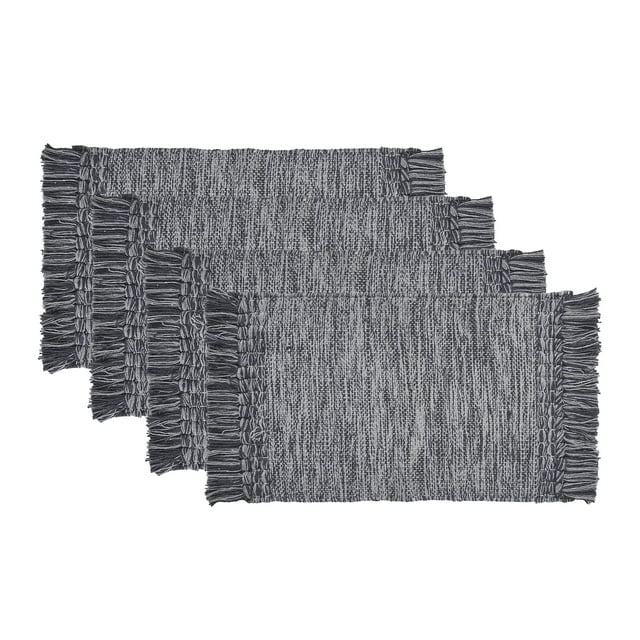 Mainstays Woven Fringe 13" x 19" Unknown Fibers Grey Placemats (4 Pack ...