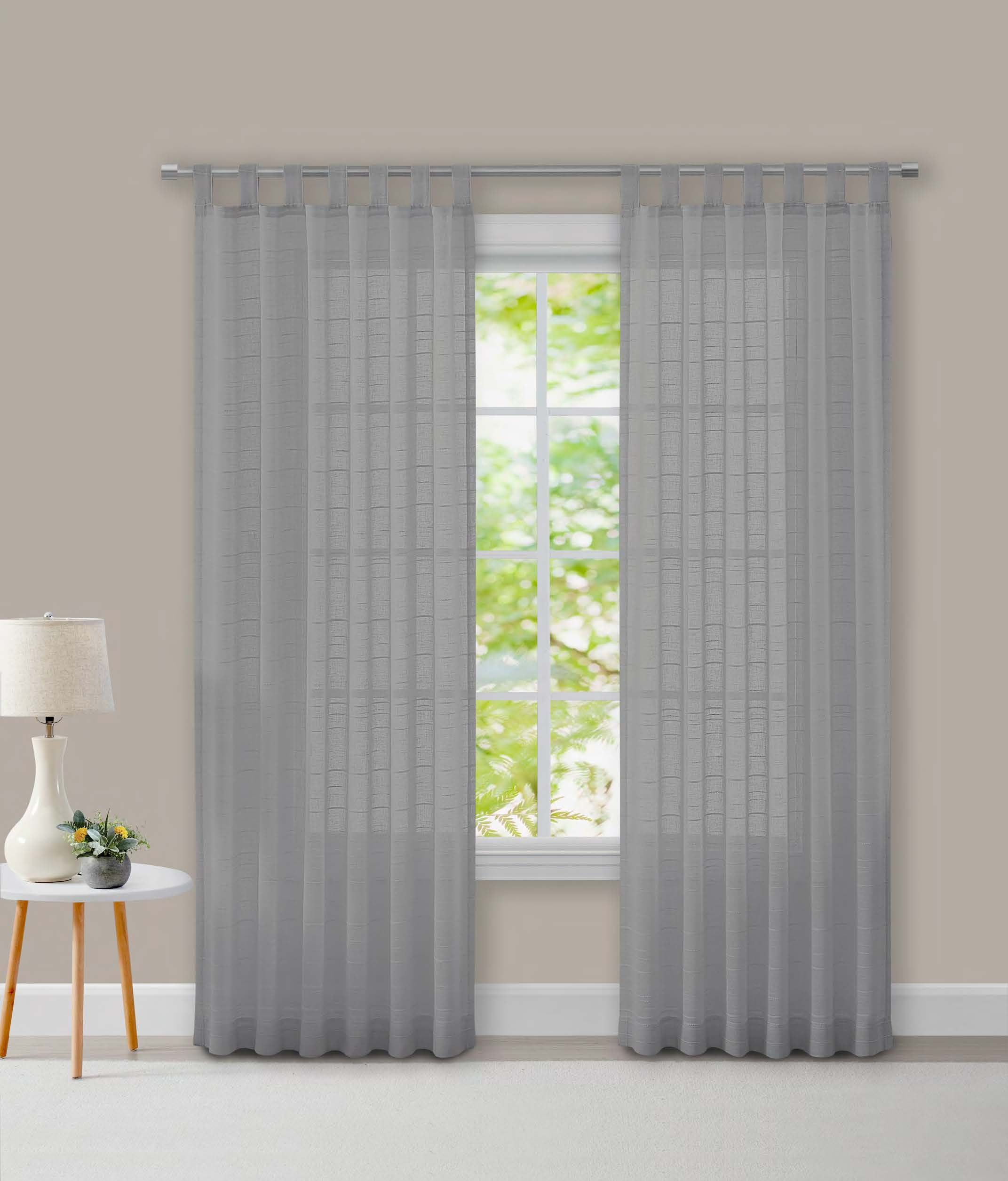 Mainstays Woven Sheer Stripe Tab Top Single Curtain Panel, 1-Piece ...