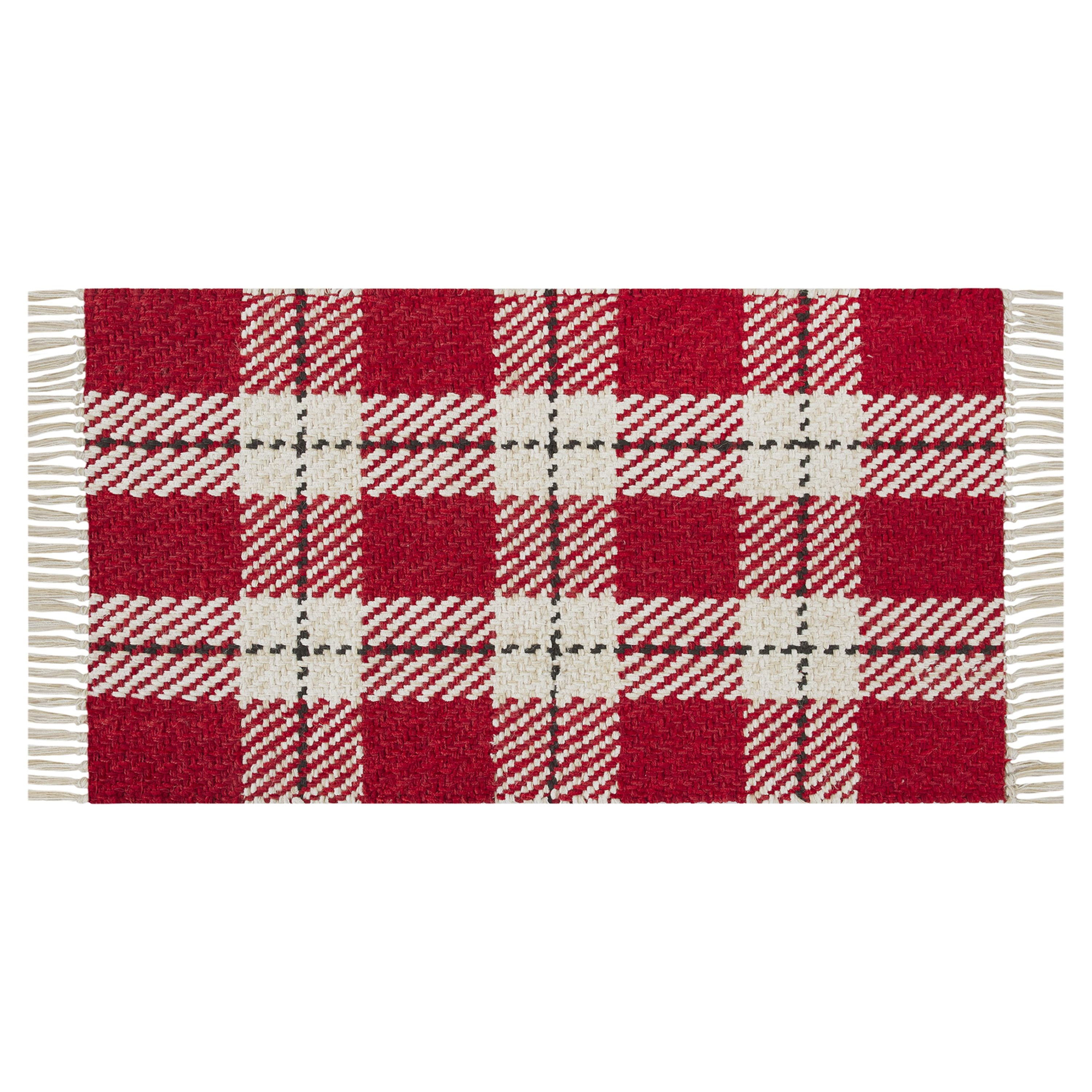 Mainstays Woven Holiday Accent Rug Red Tartan Plaid 20"x34" - Red ...