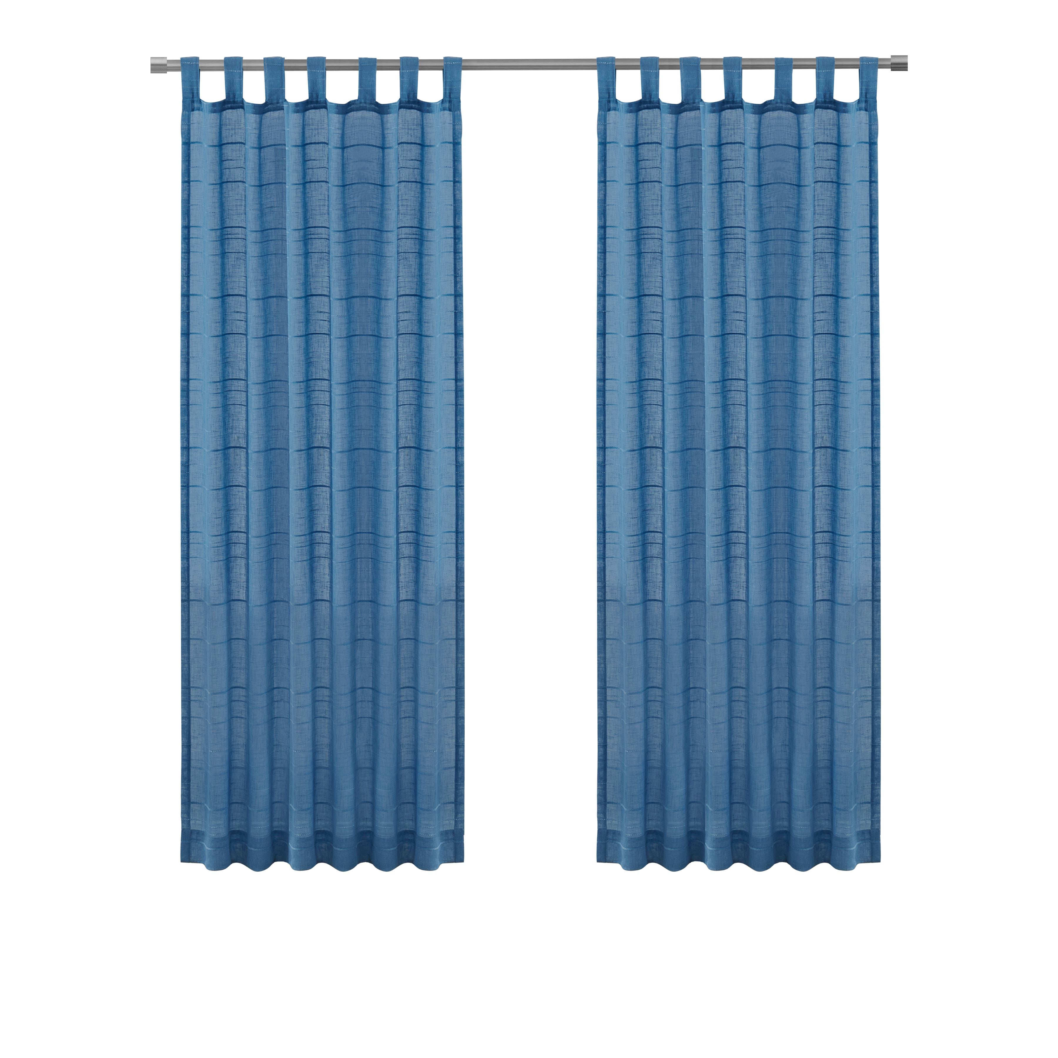 Mainstays Woven Light Blue Sheer Stripe Tab Top Single Curtain Panel