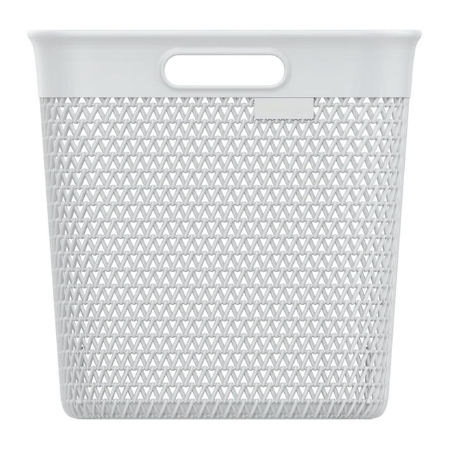 Mainstays Woven Plastic Storage Basket - White 26 Quart Wicker Design ...