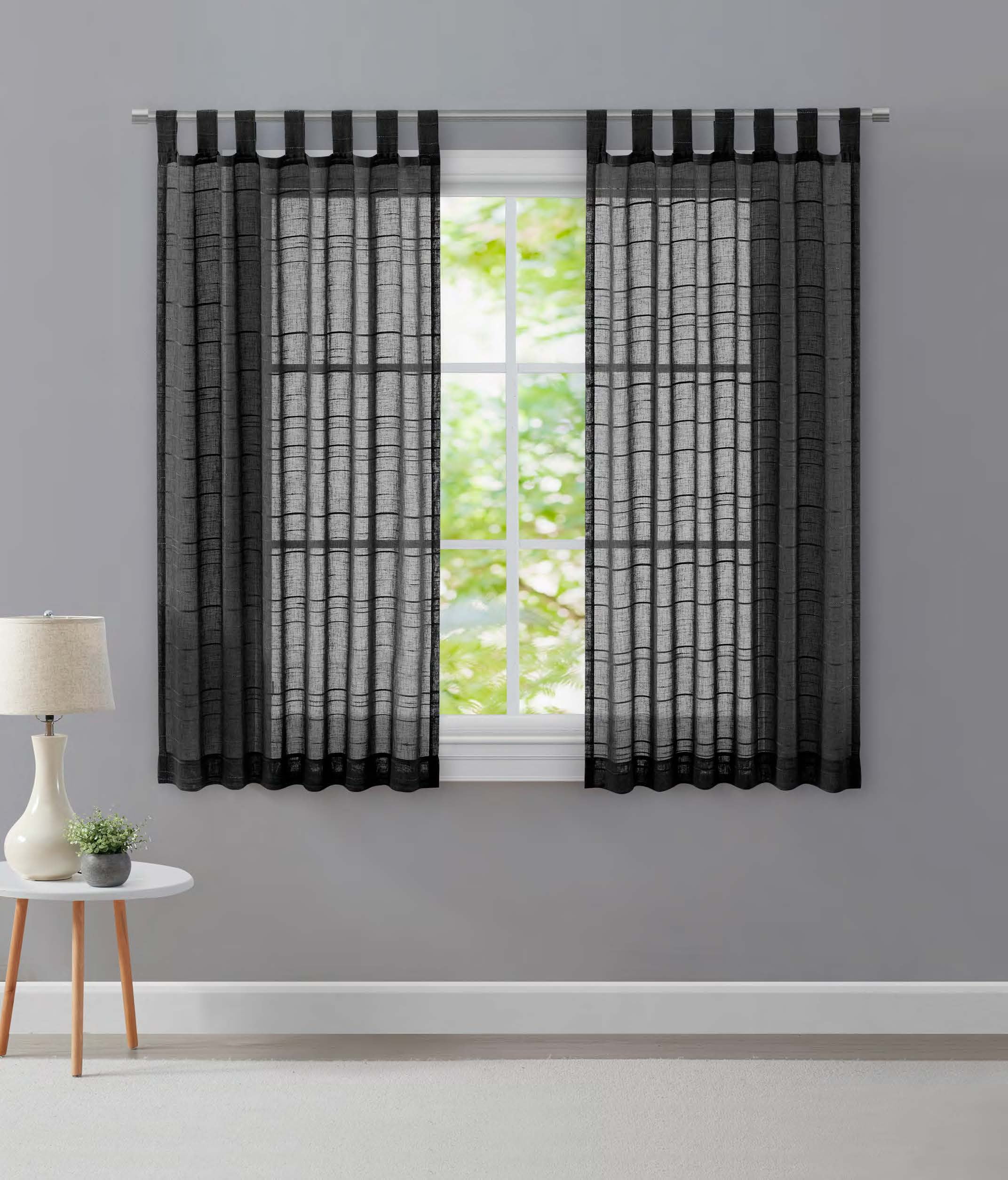 Mainstays Woven Sheer Stripe Tab Top Single Curtain Panel 1 Piece