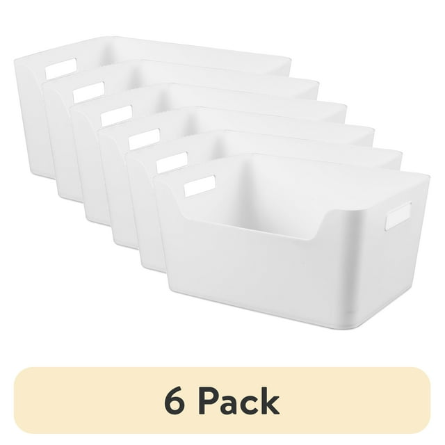 6 Pack Mainstays X Large Easy Access Bin Plastic White
