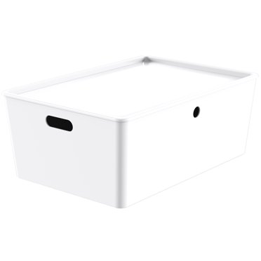 Mainstays Large Lidded Storage Bin, White - Walmart.com