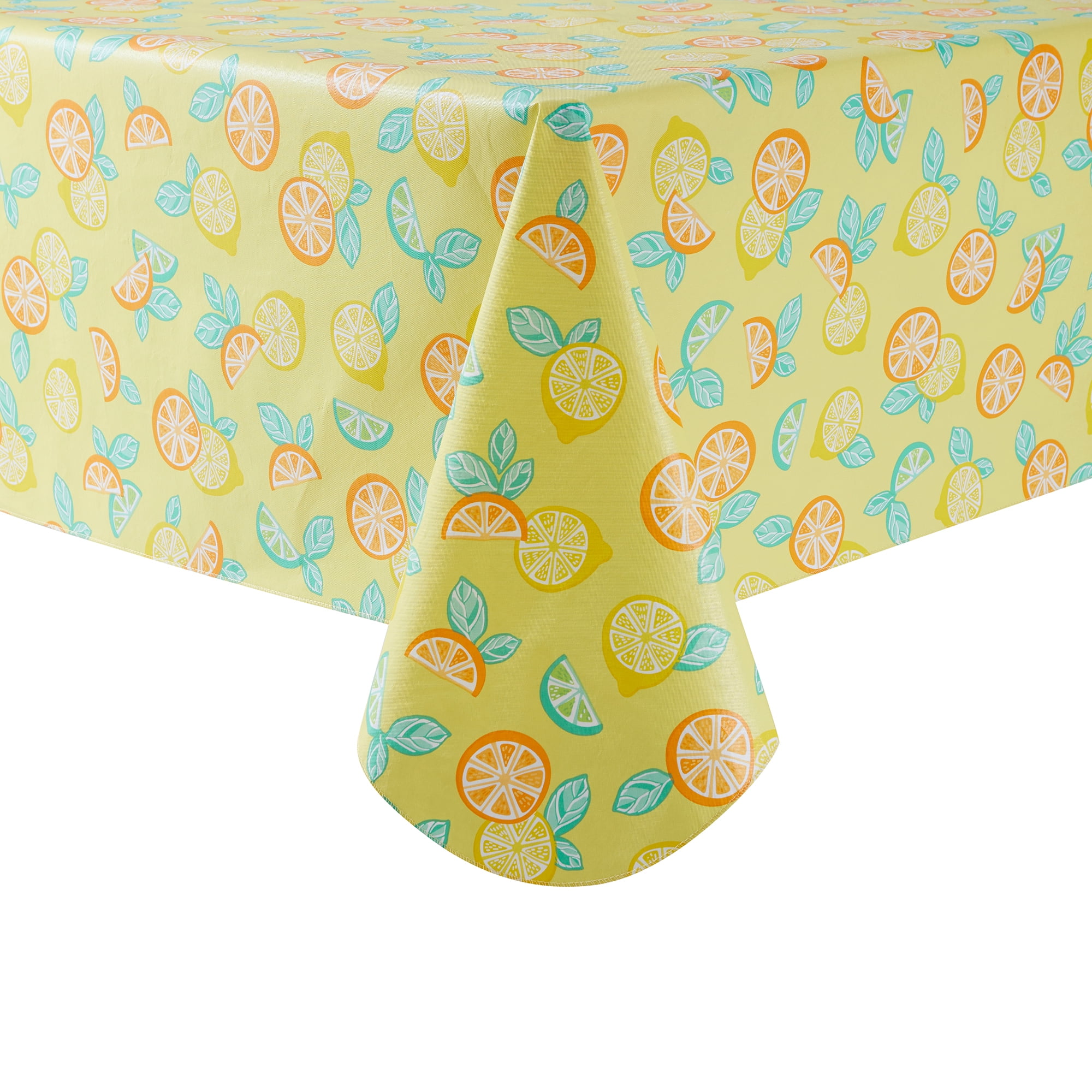 Mainstays Yellow Citrus PEVA Tablecloth, Spring & Summer, 60"W x 102"L ...