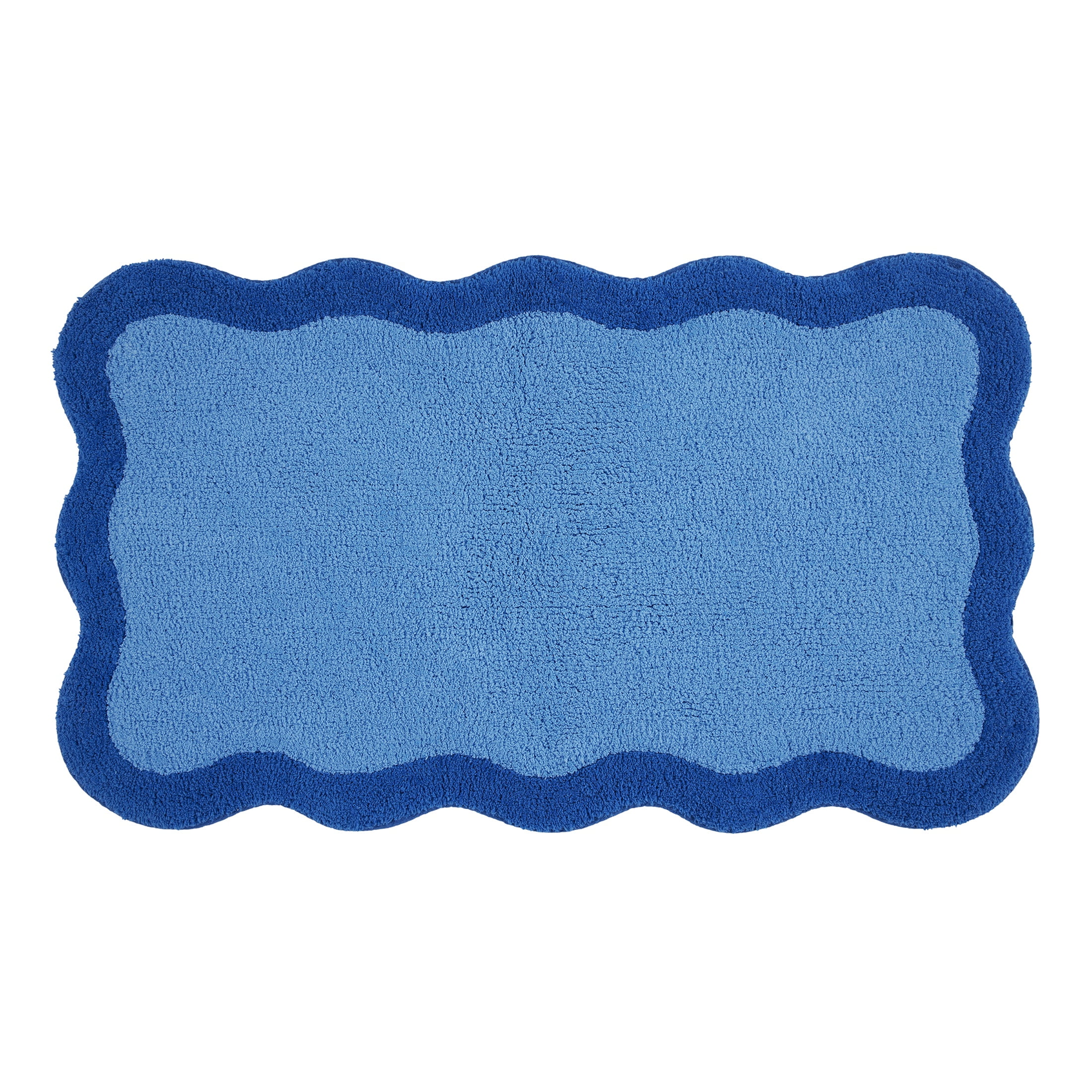 Mainstays by Becky G. & Alejandra 100% Cotton Scallop Bath Rug, Blue ...