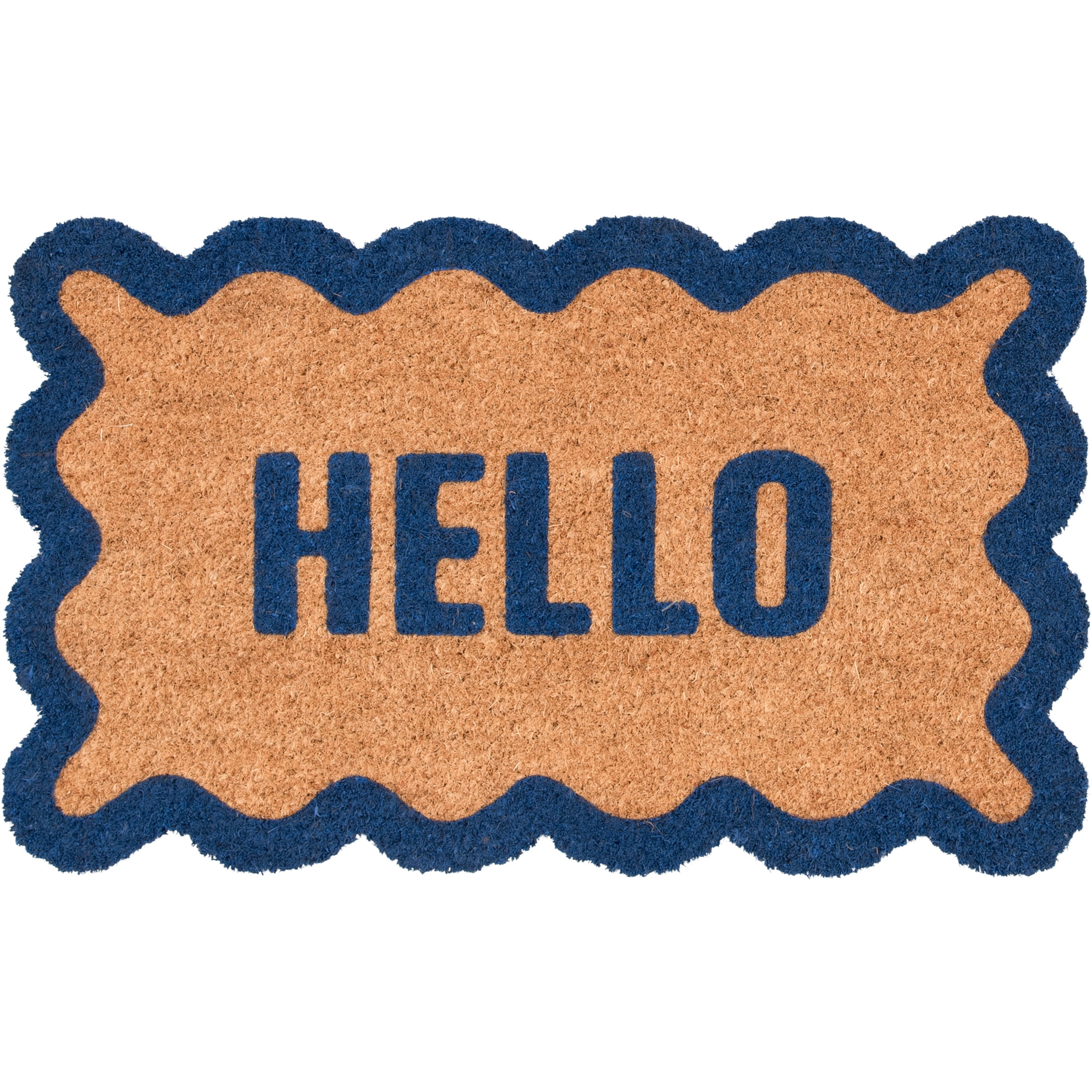 Mainstays by Becky G. & Alejandra Coir Outdoor Mat, Hello with Blue ...