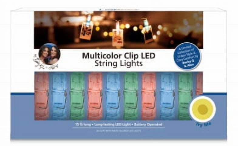 Mainstays by Becky G. & Alejandra Multicolor Clip LED String Lights, 15 ...