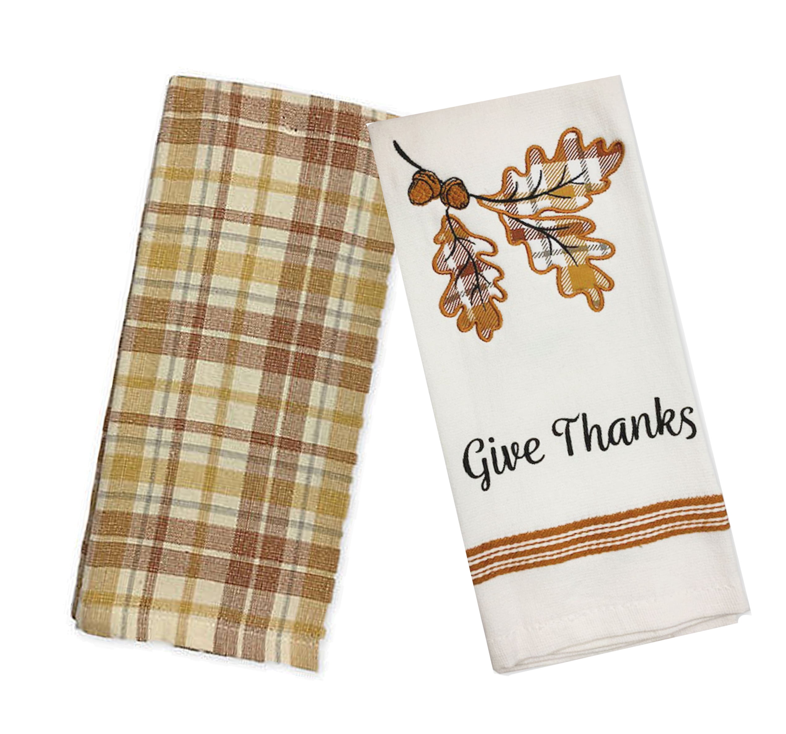 Mainstream Give Thanks Kitchen Towels 2-Pack, Absorbent Cotton for ...