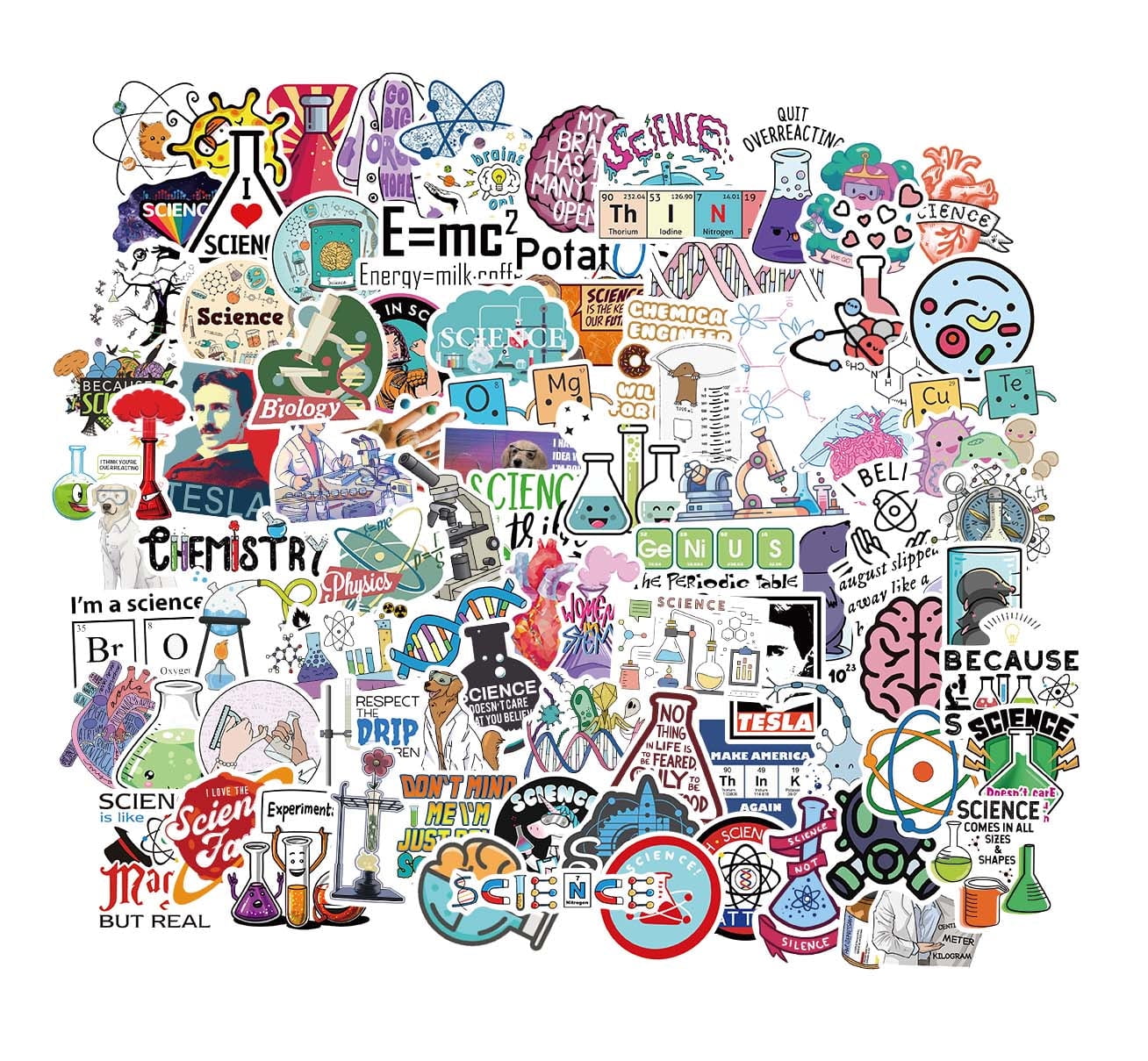 100pcs Science Stickers Pack for School, Waterproof Vinyl Decals for ...