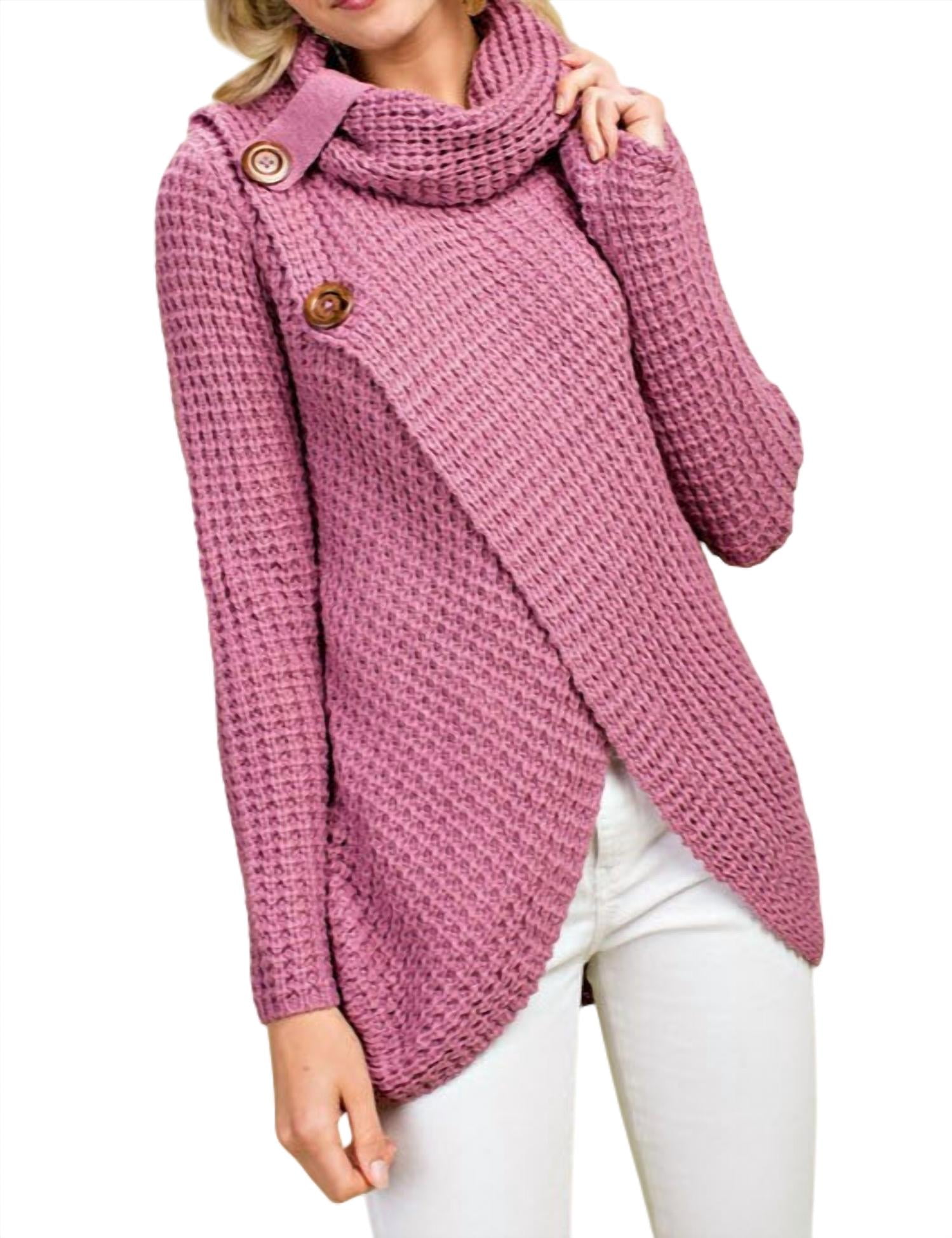 Mainstrip Cowl Neck Asymmetric Wrap Sweater - Walmart.com