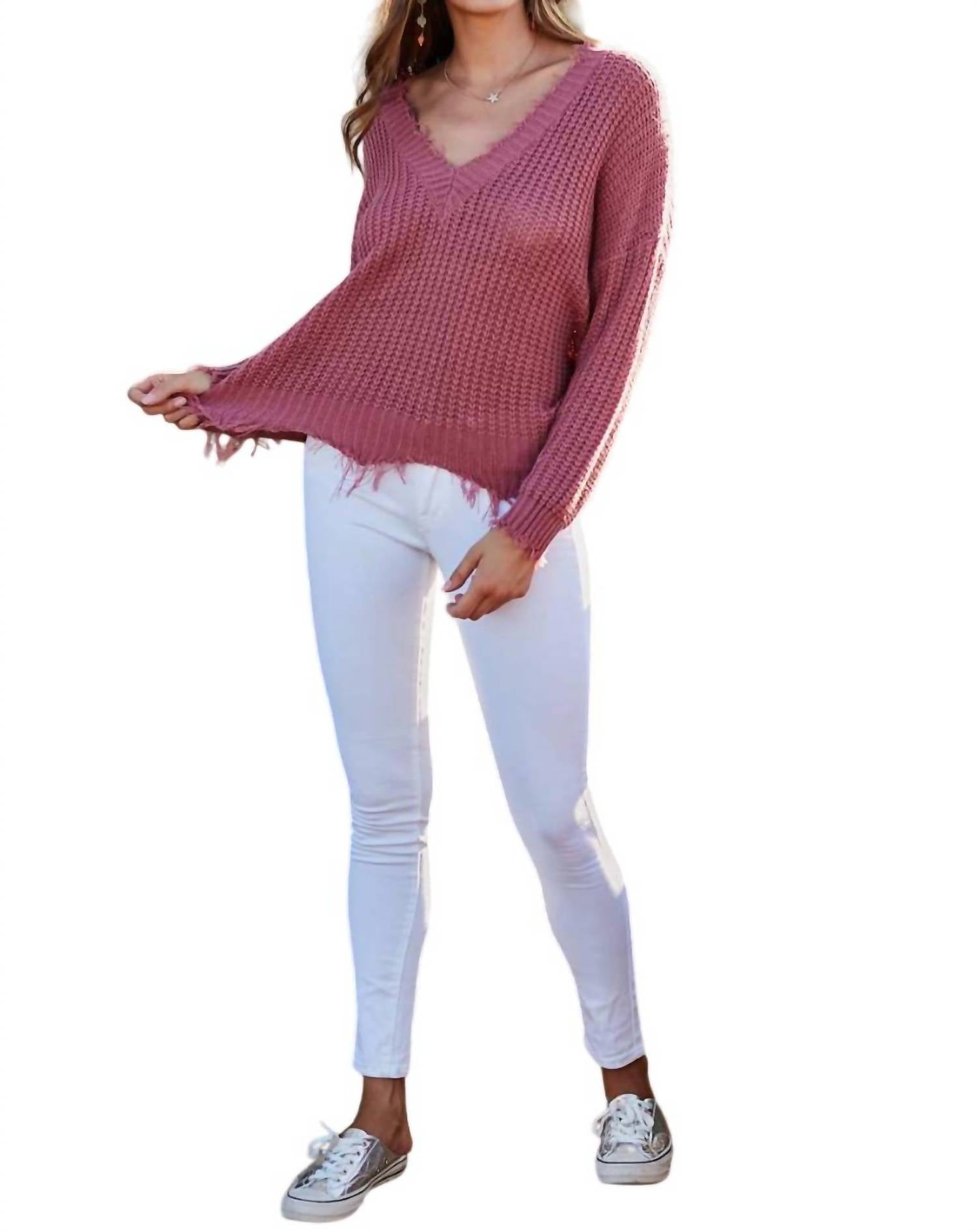Mainstrip Frayed Sweater - Walmart.com