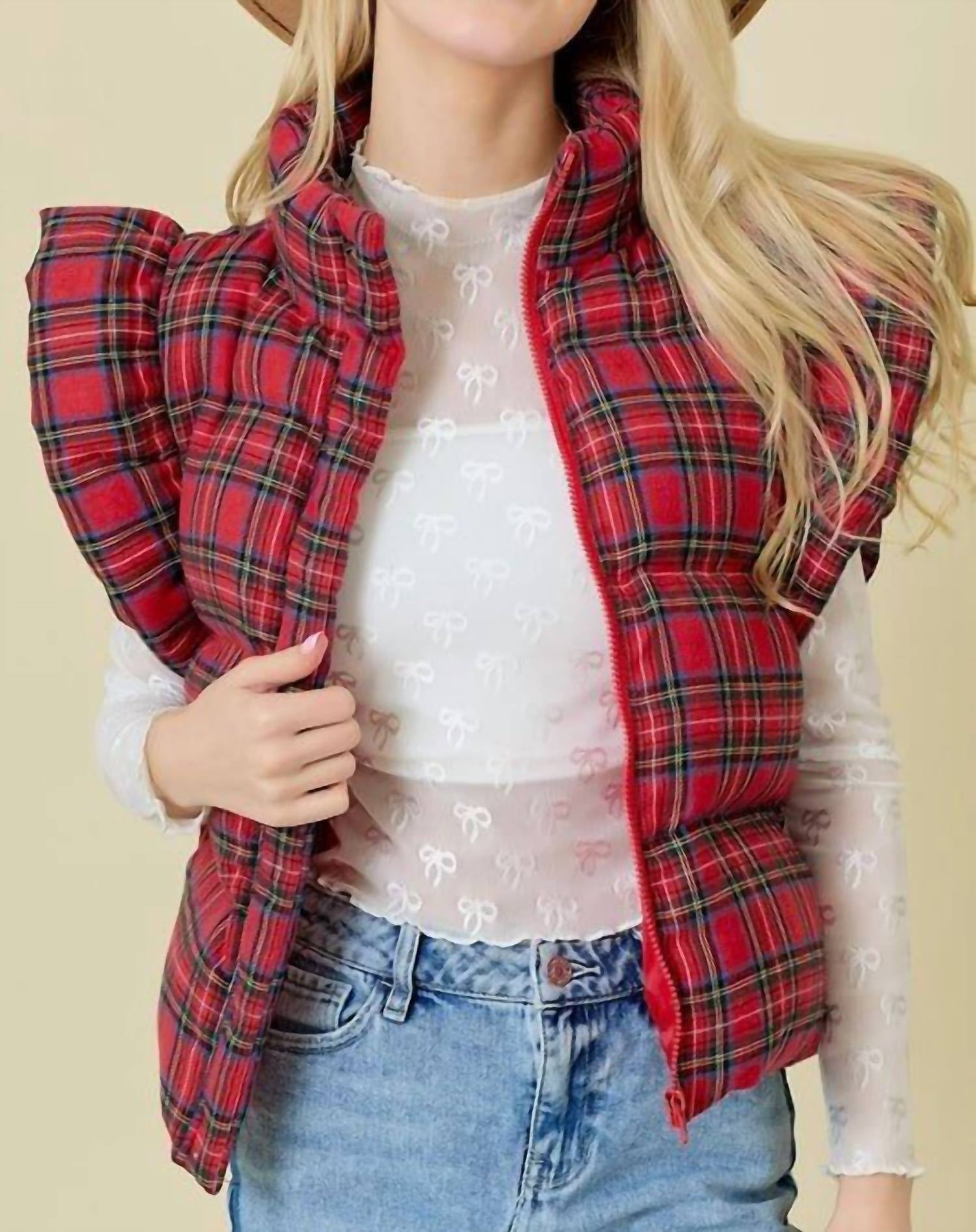 Mainstrip Pretty Puffer Ruffled Vest - Walmart.com