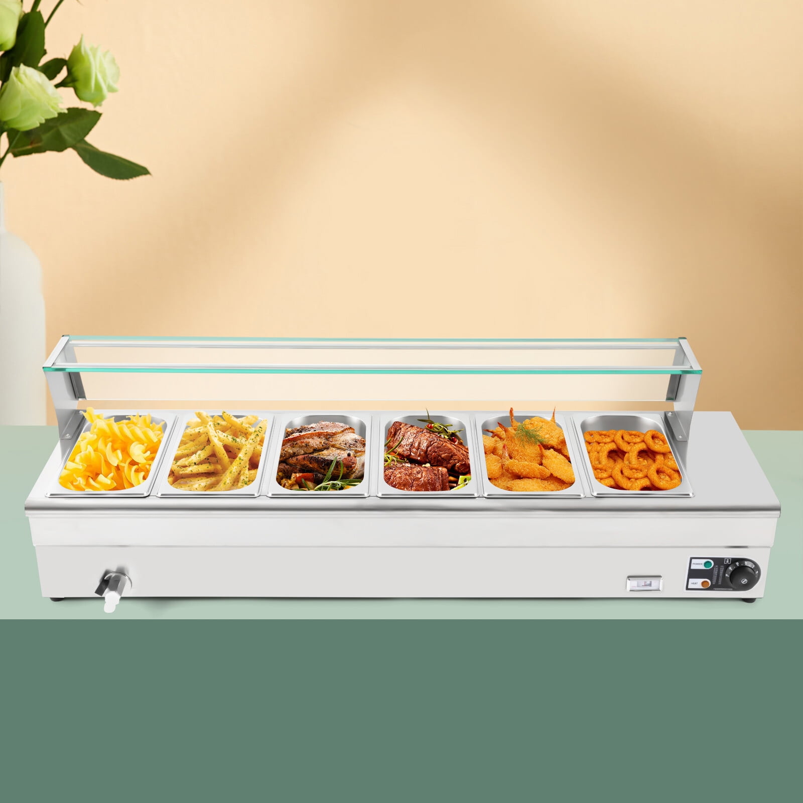 Maintain Optimal Taste 6-Pan Electric Food Warmer Steam Table Buffet ...