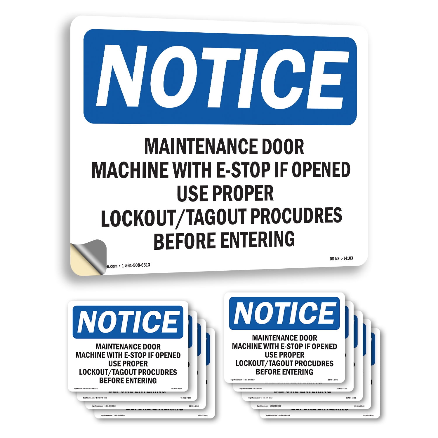 Maintenance Door Machine Will E OSHA Notice Vinyl Decal Label 24 Inch x ...