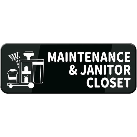 Maintenance Janitor Closet Sign For House Door, Easy To Mount Plastic ...