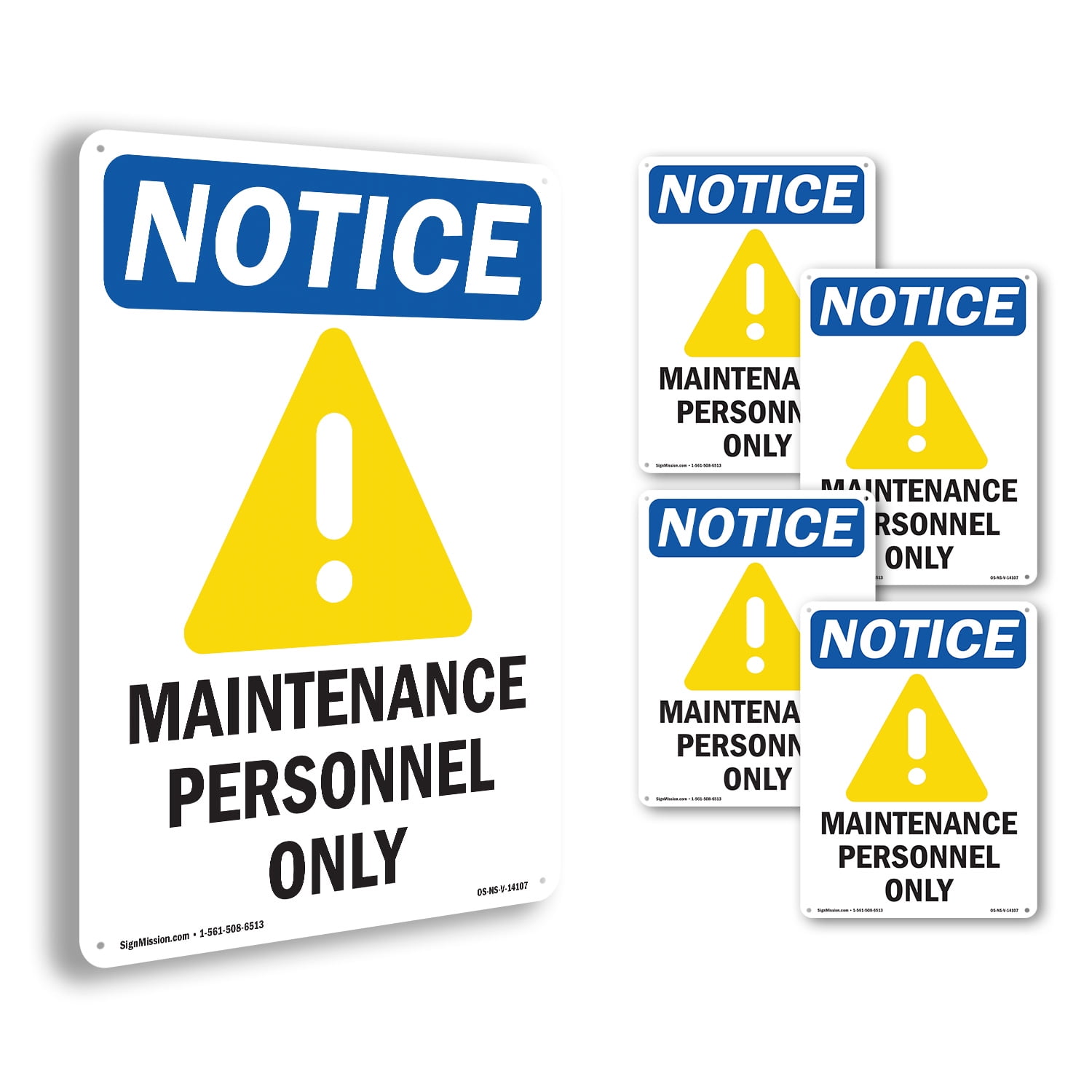 Maintenance Personnel Only OSHA Notice Rigid Plastic Sign 10 Inch x 7 ...