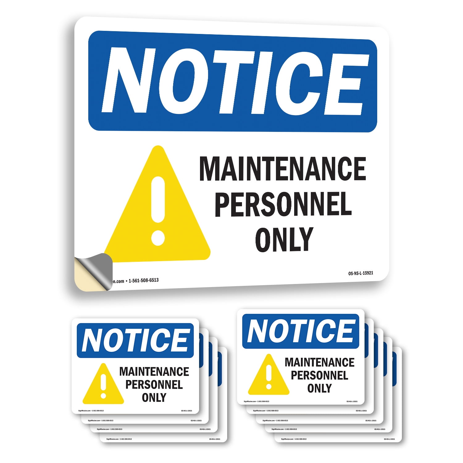 Maintenance Personnel Only OSHA Notice Vinyl Decal Label 18 Inch x 12 ...