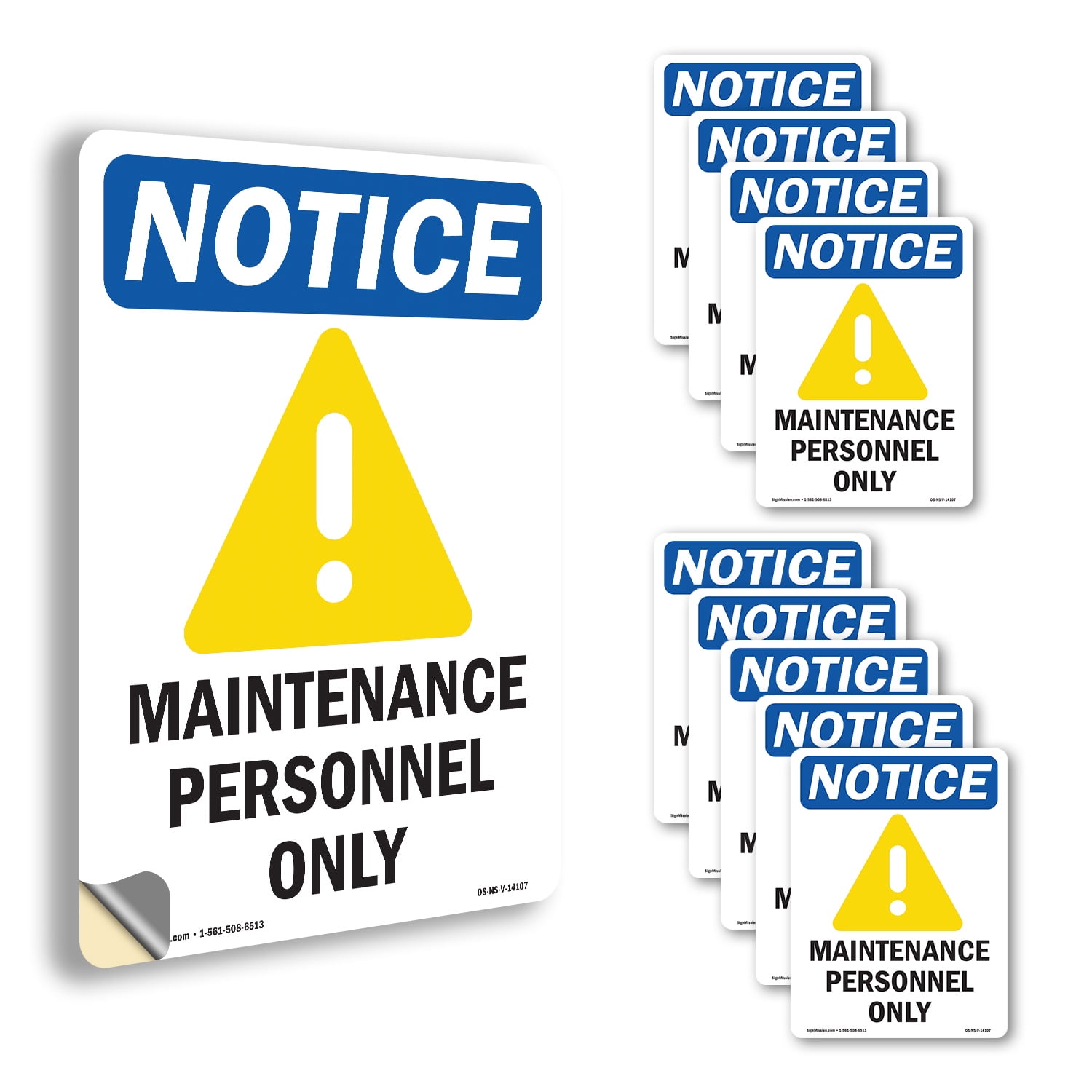 Maintenance Personnel Only With Symbol OSHA Notice Vinyl Decal Label 18 ...