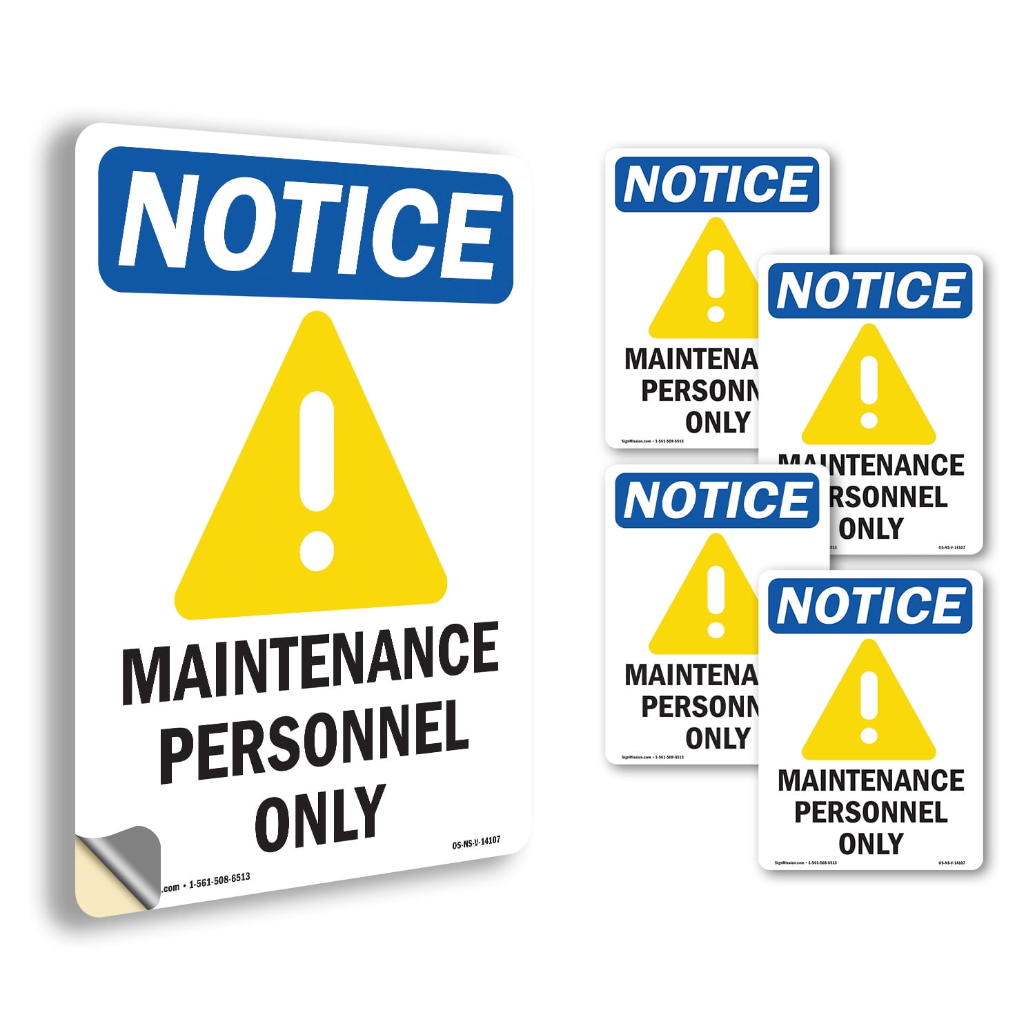 Maintenance Personnel Only With Symbol OSHA Notice Vinyl Decal Label 18 ...