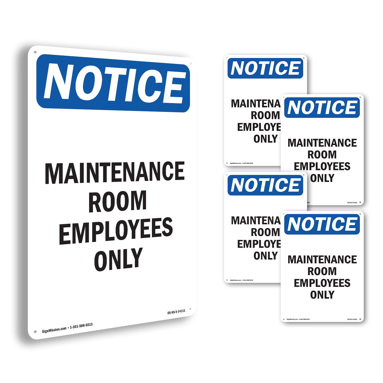 Maintenance Room Employees Only OSHA Notice Aluminum Sign 18 Inch x 12 ...