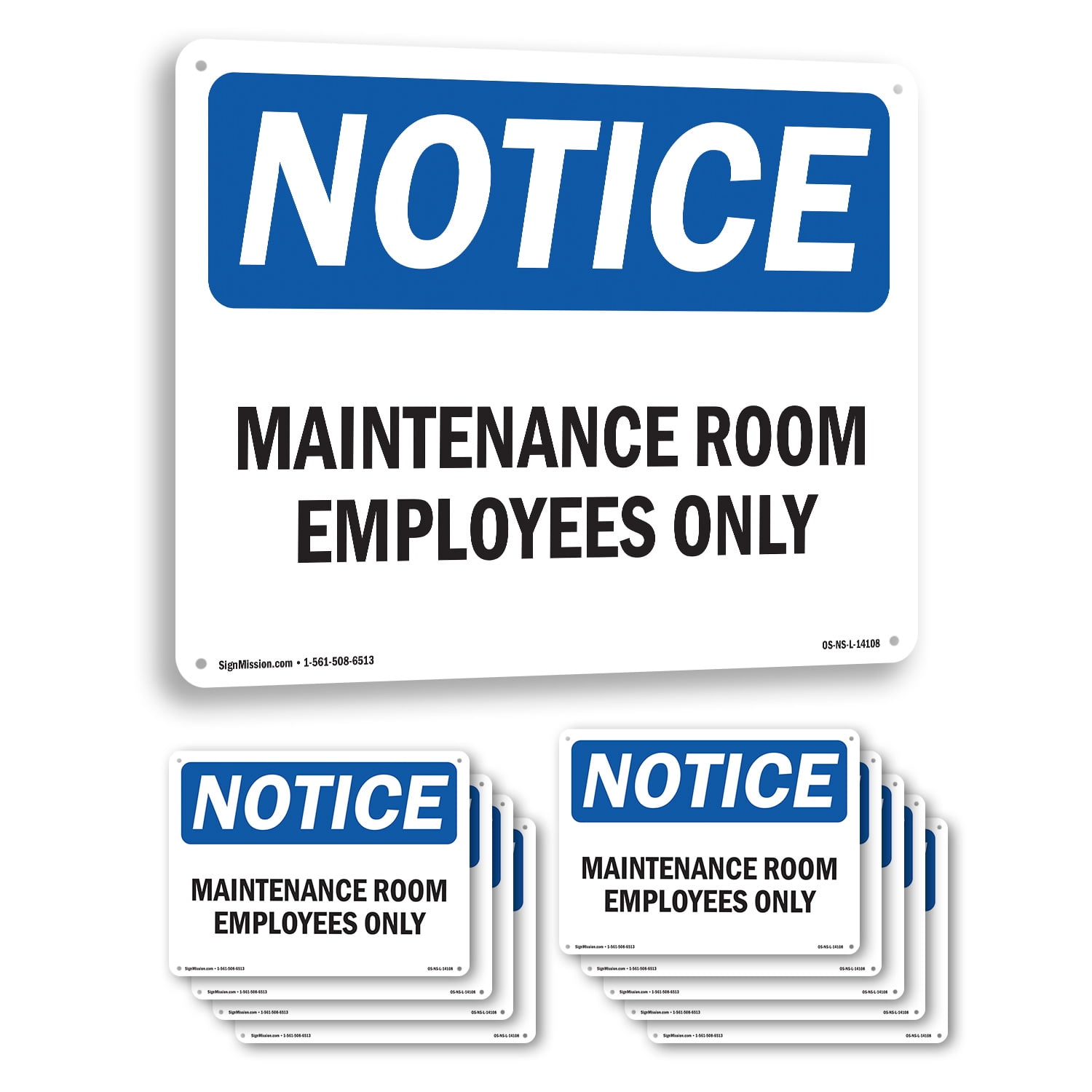 Maintenance Room Employees Only OSHA Notice Rigid Plastic Sign 18 Inch ...