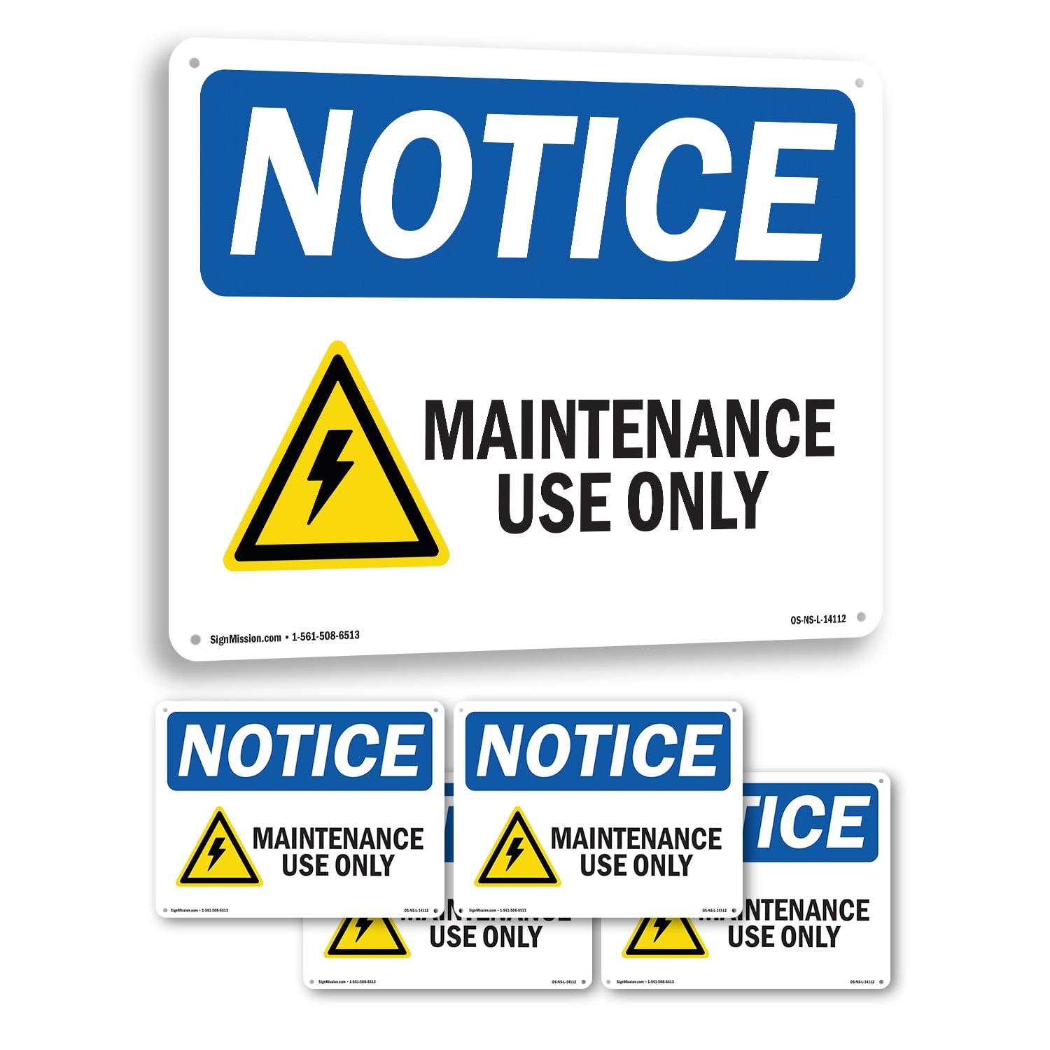 Maintenance Use Only OSHA Notice Rigid Plastic Sign 24 Inch x 18 Inch ...