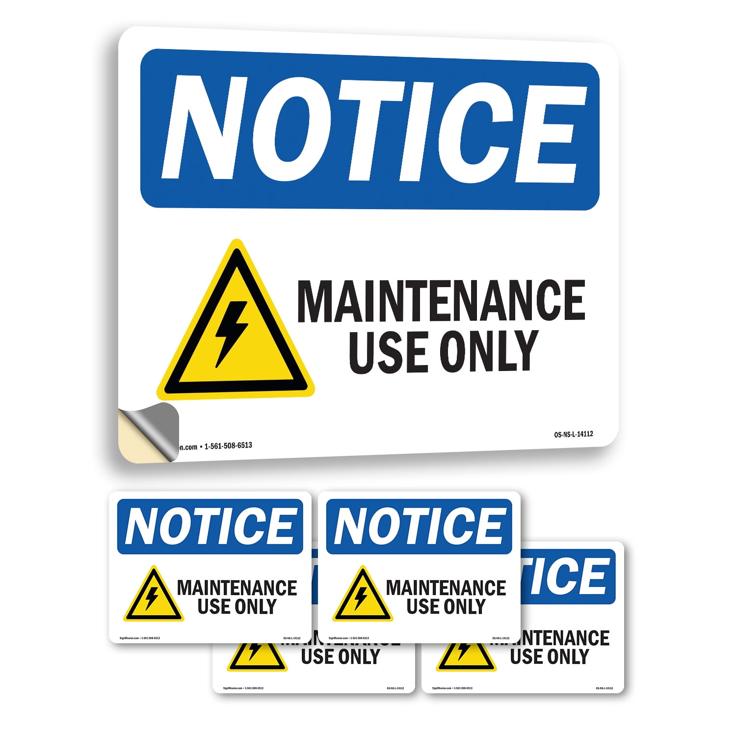 Maintenance Use Only With Symbol OSHA Notice Vinyl Decal Label 5 Inch x ...