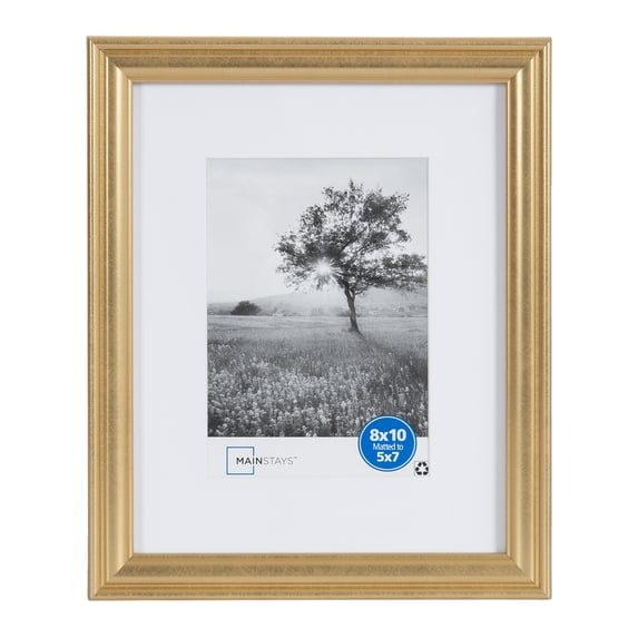 Mainstays 8x10 Gold Traditional Gallery Wall Picture Frame with Glass ...