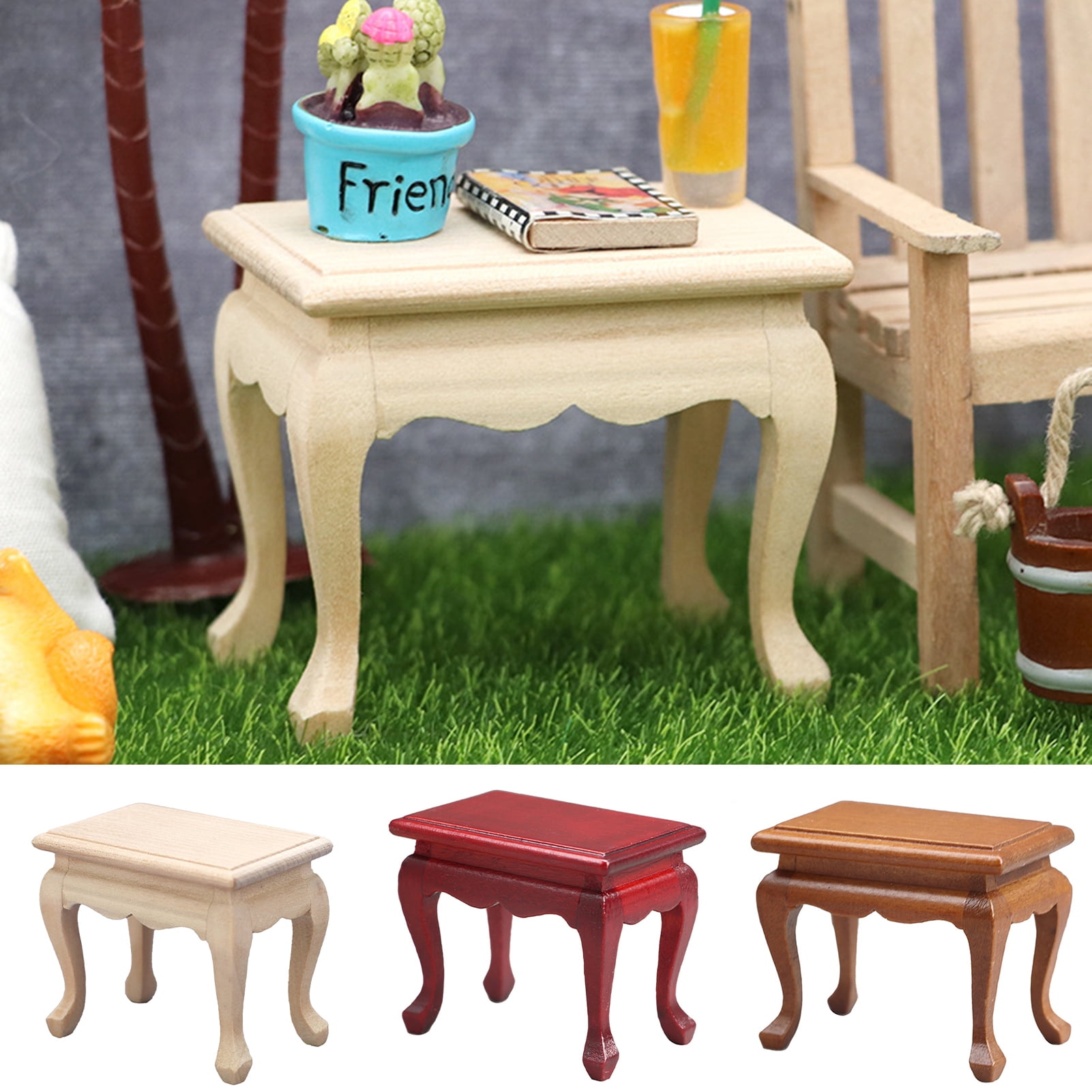 Mairbeon 1:12 Dollhouse Stool Realistic Looking Vintage Wooden Simulation Doll House Wooden ...