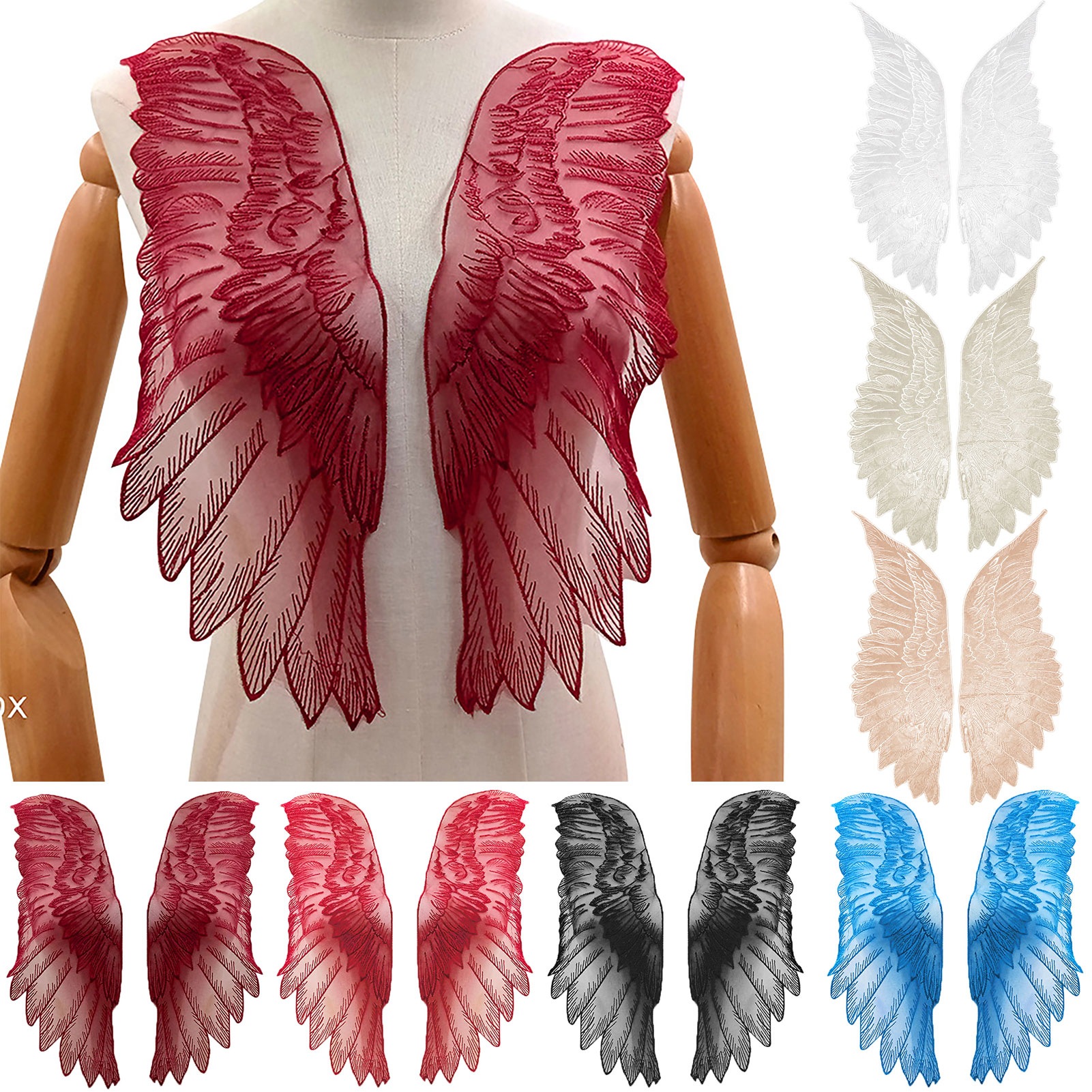 Mairbeon 1 Pair Wing Lace Patches Elegant Decorative Delicate ...