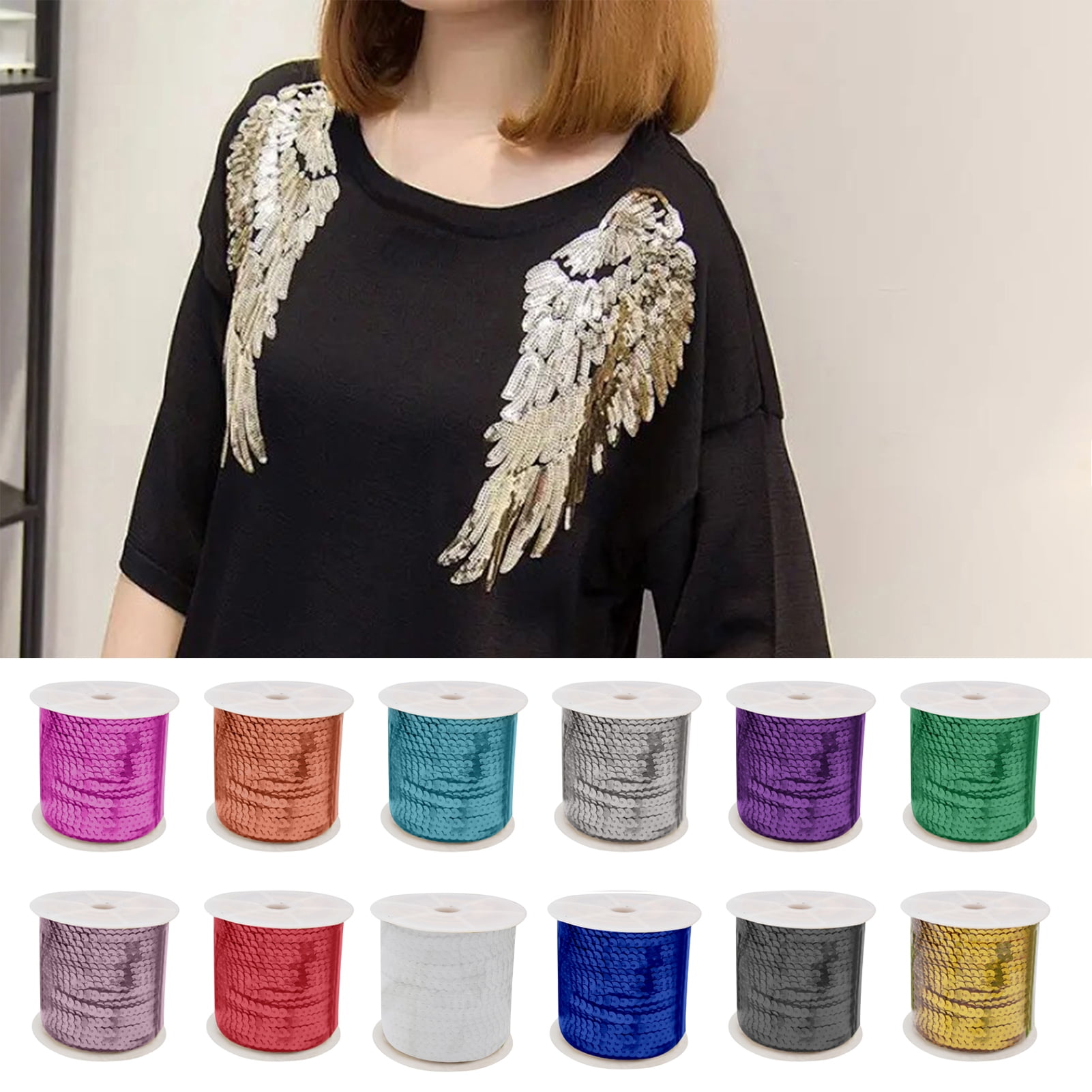 Mairbeon 1 Roll Wired Sequins Eye-catching Shining Tear Resistant ...