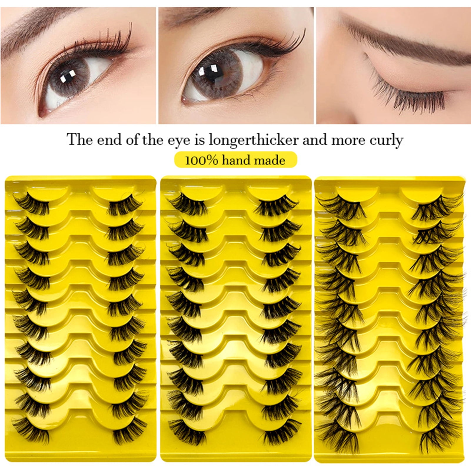 Mairbeon 10 Pairs False Eyelashes Dense Realistic Soft Curly Eyelash ...