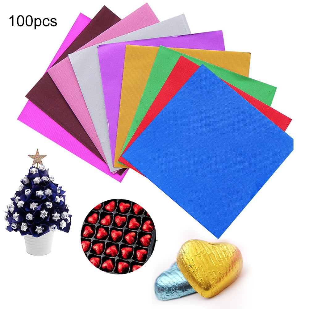 Mairbeon 100Pcs 8cm Aluminum Foils Chocolate Candy Wrapping Paper Food ...
