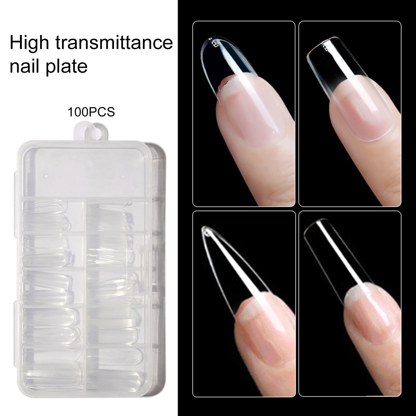 Mairbeon 100Pcs/Box Fake Nails Water Drop T-Shaped Short Round Square ...