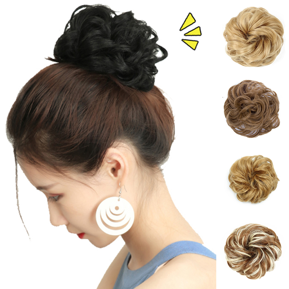 Mairbeon 10cm Women Hair Bun Extension Wavy Curly Messy Donut Chignons ...