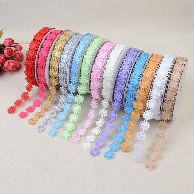 Mairbeon 20 Yard Flower Lace Ribbon Pure Color Wedding Dress Belt Trim ...