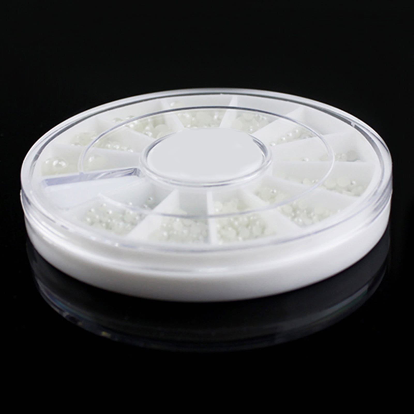 Mairbeon 3 Sizes Nail Art Wheel White Faux Pearl Nail Decorations DIY ...