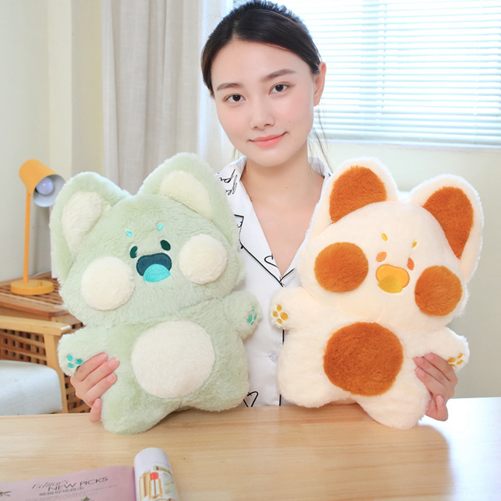 Mairbeon 304060cm Cat Plush Toy Fluffy Smiling Kitten Lovely Cartoon Doll Hugging Pillow Sofa
