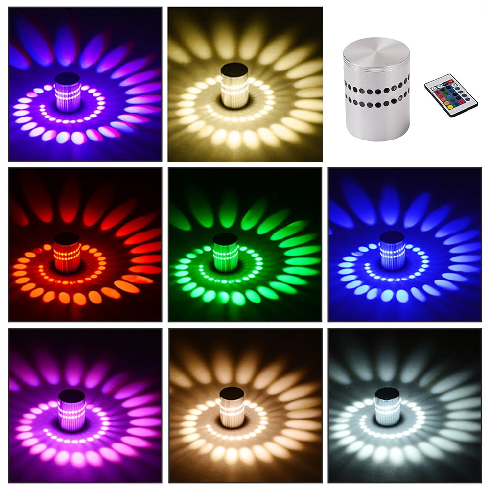 Mairbeon 3W RGB Remote Control Spiral Hole LED Wall Light Game Room Bar ...