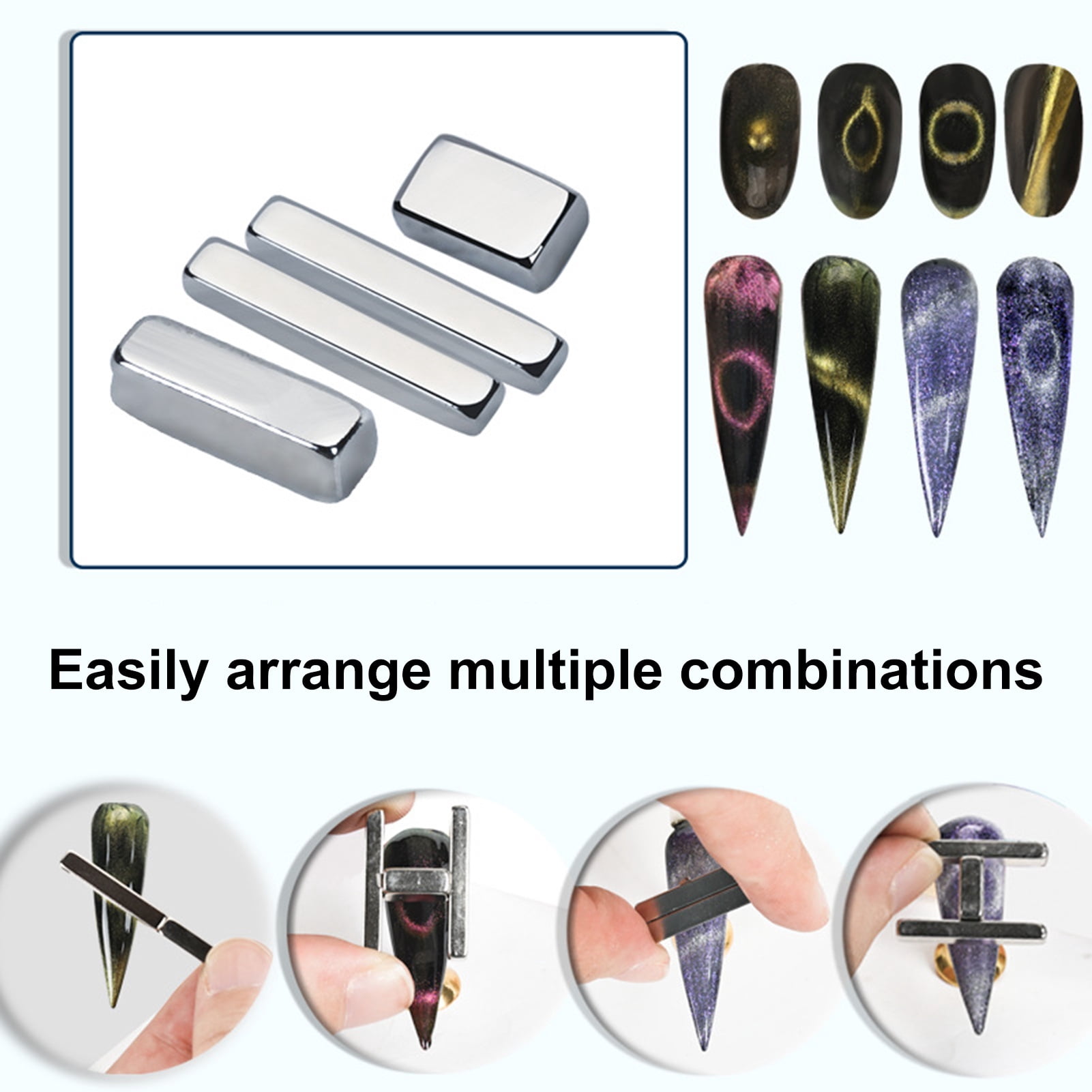 Mairbeon 4Pcs Cat Eyes Nail Magnet Double-Head Nail Magnetic Stick ...