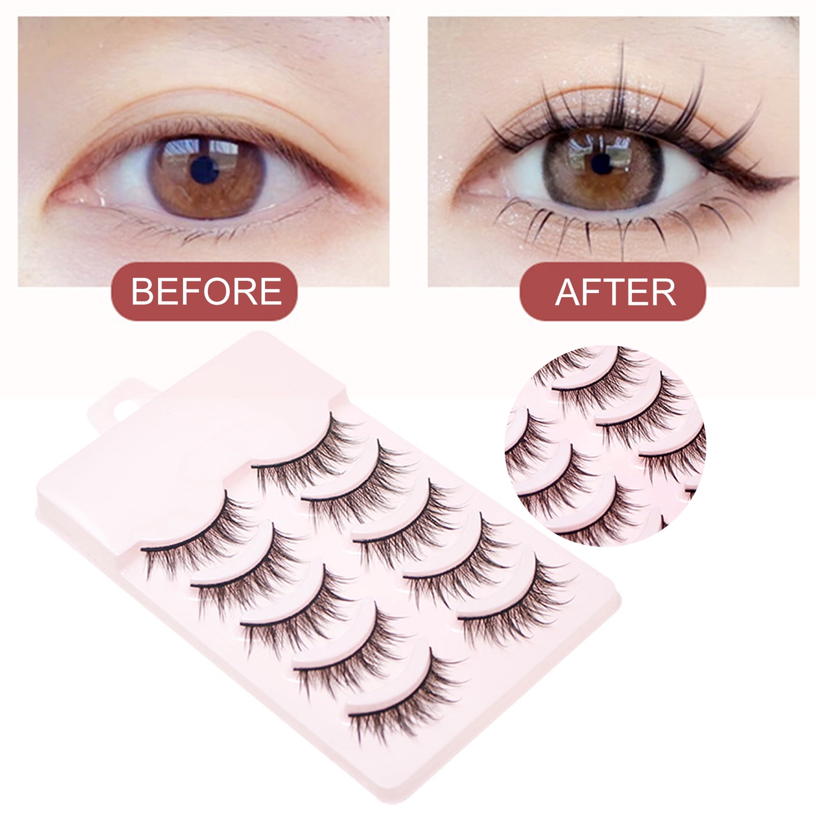 Mairbeon 5 Pairs Fake Eyelashes Non-Irritating Stunning Visual Effect ...