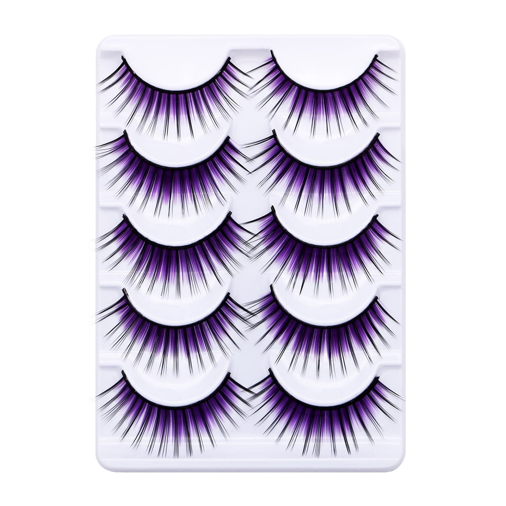 Mairbeon 5Pairs Colorful Long Thick Fake Eye Lash Makeup Stage Party ...