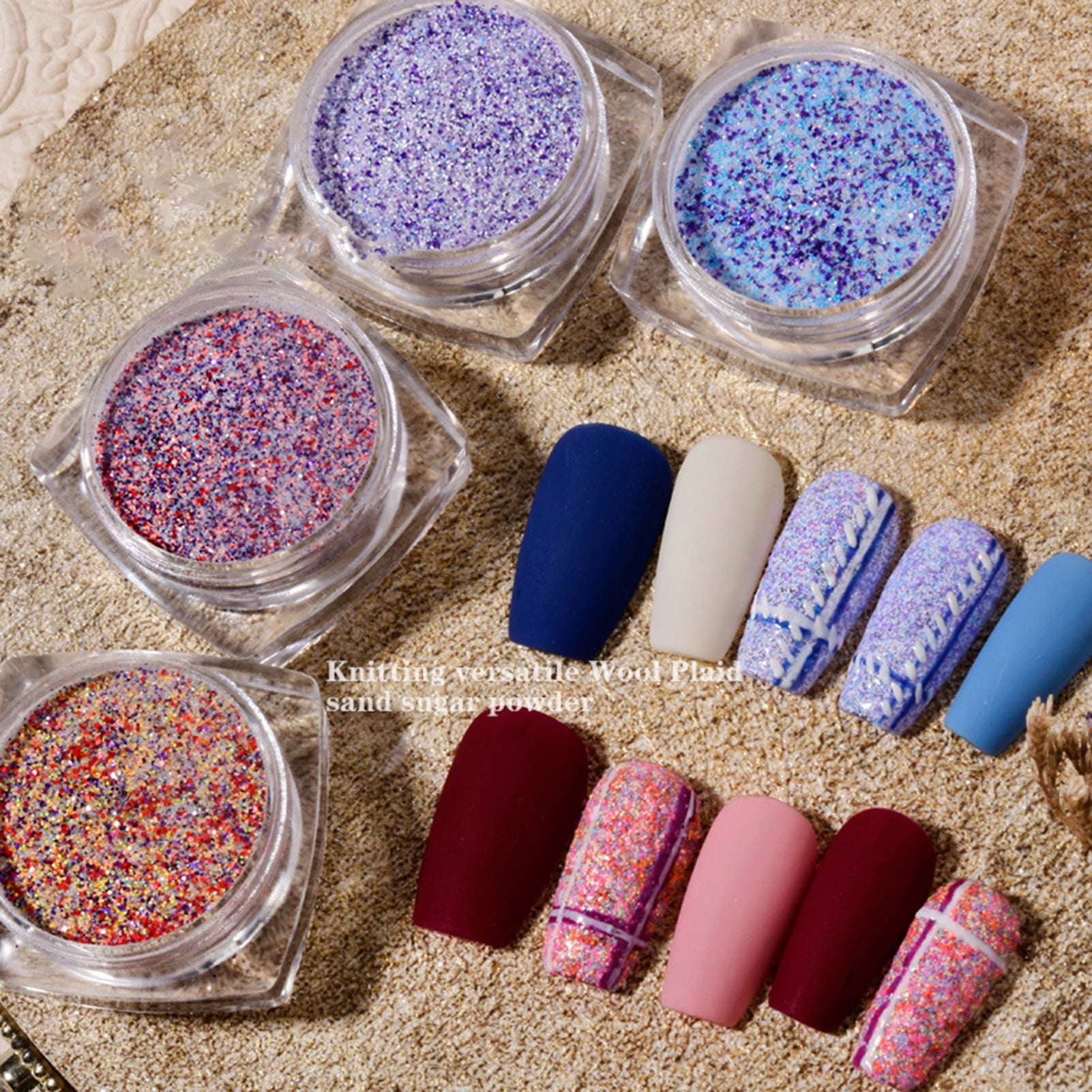 Mairbeon 5g Nail Art Powder Grain Effect Non-Floating Colorful ...