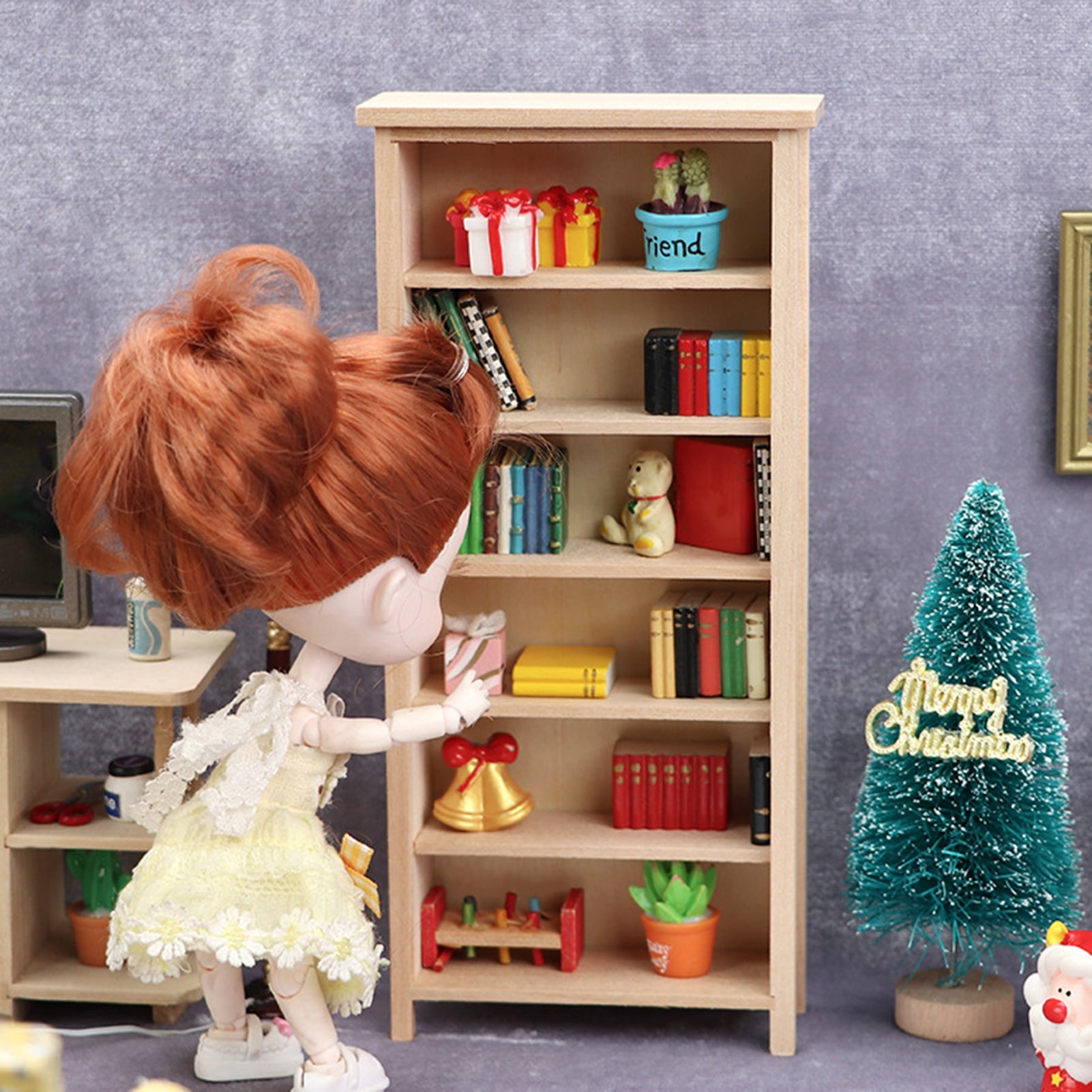 Mairbeon Bookcase Model DIY Meticulous Workmanship Wood Dollhouse ...