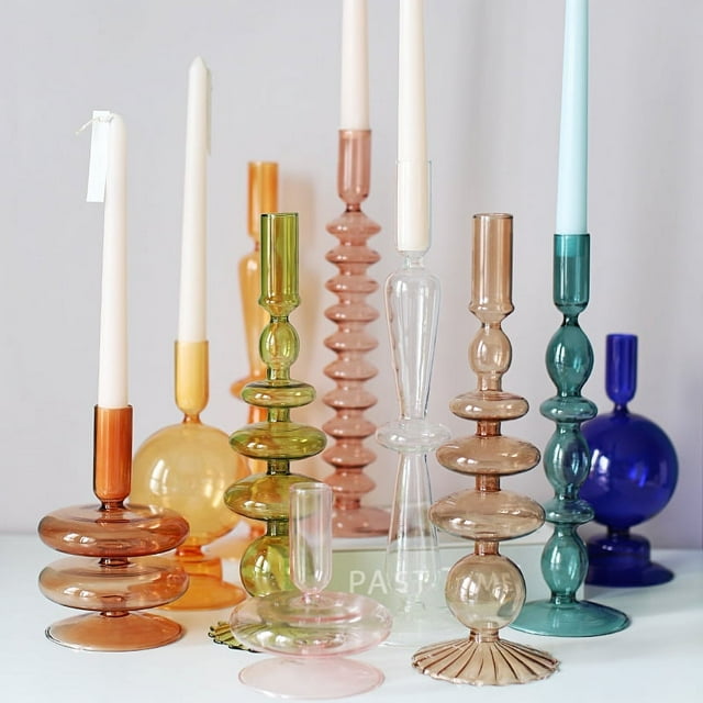 Artist Style Handmade Mairbeon Colored Centerpiece Glass Candle Holder ...